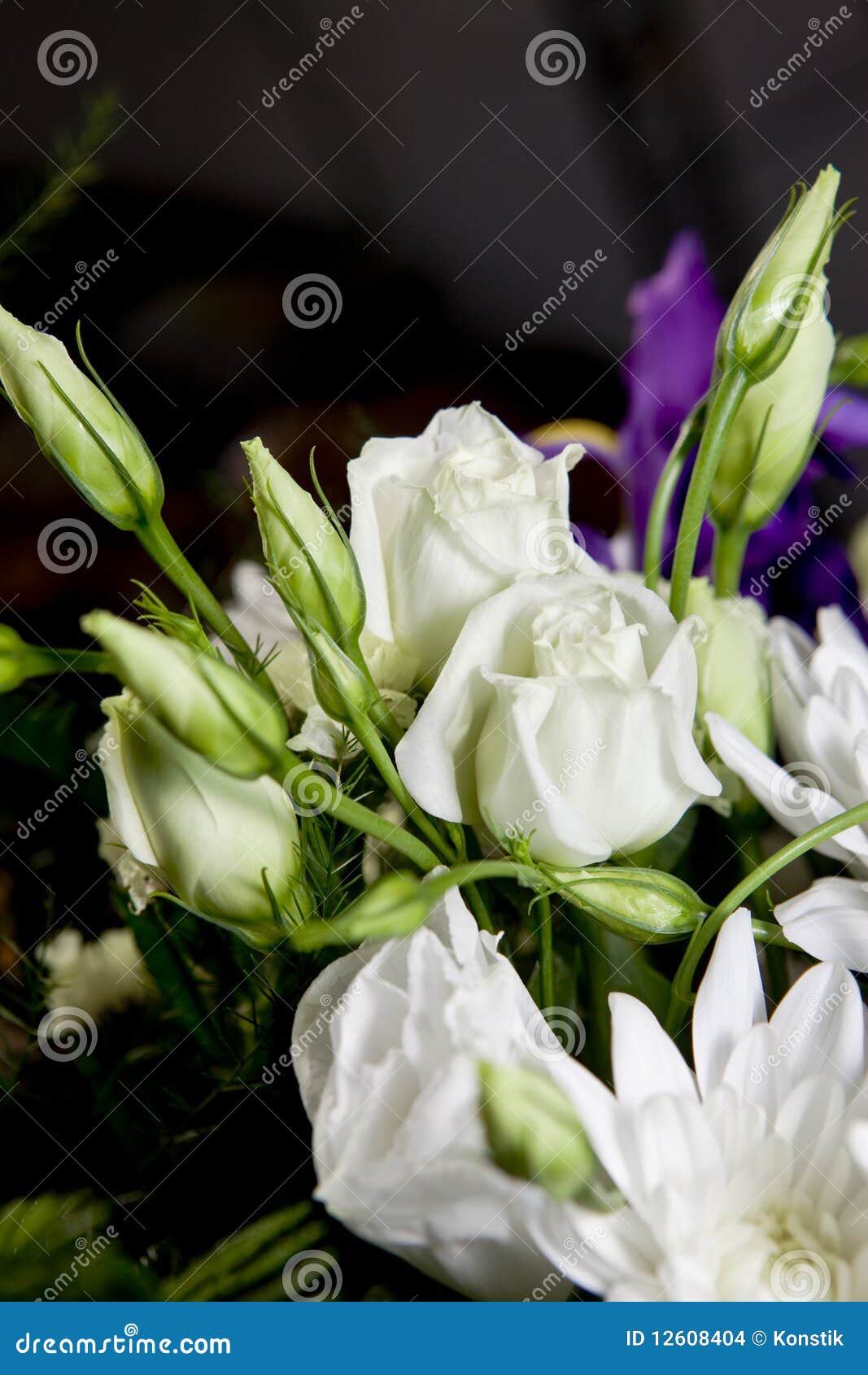 Bouquet of roses and iris stock photo. Image of bunch - 12608404