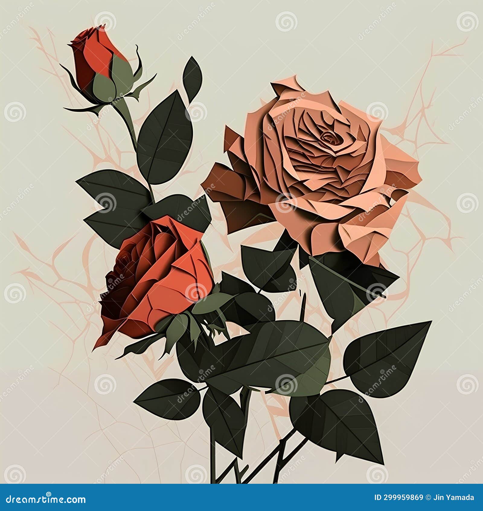 Bouquet of Roses on a Light Background. Vector Illustration Stock ...