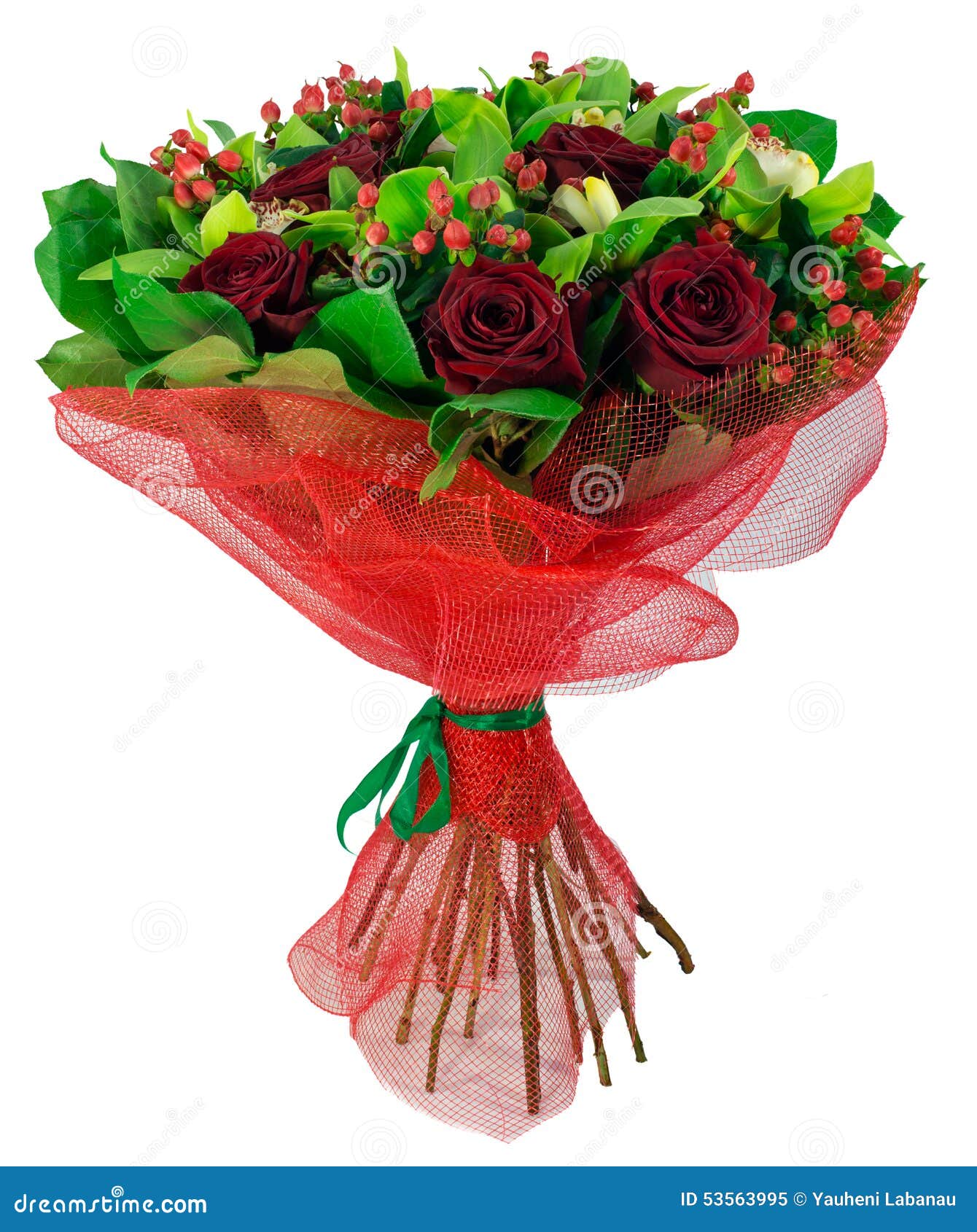 Bouquet of Roses in Red Package Stock Image - Image of light, spring ...