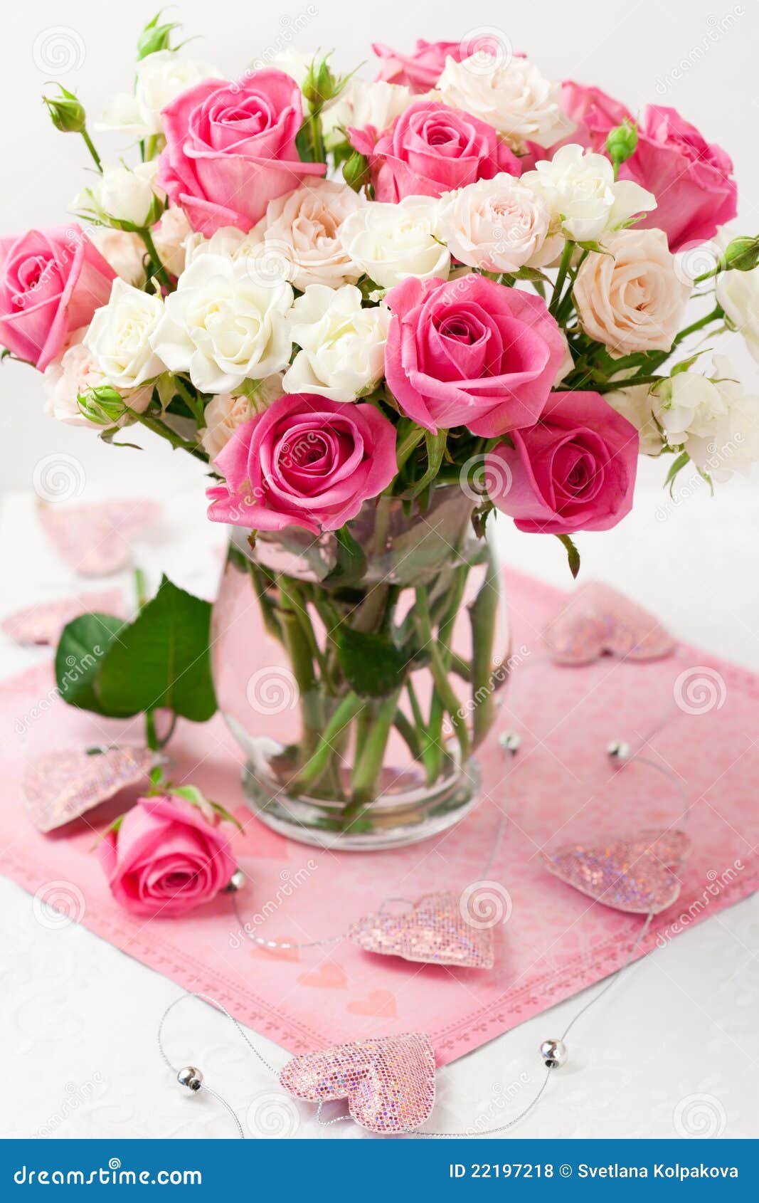 Bouquet of roses in vase stock photo. Image of gift, pink - 22197218