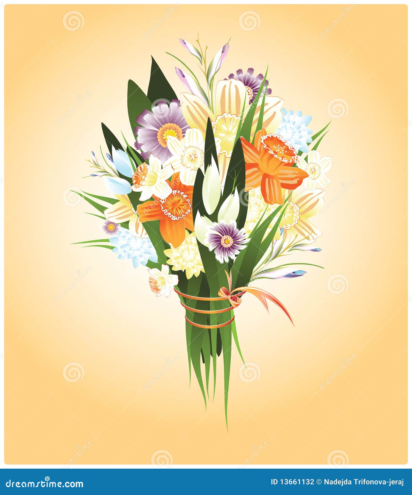 Bouquet of spring flowers stock vector. Illustration of bunch - 13661132
