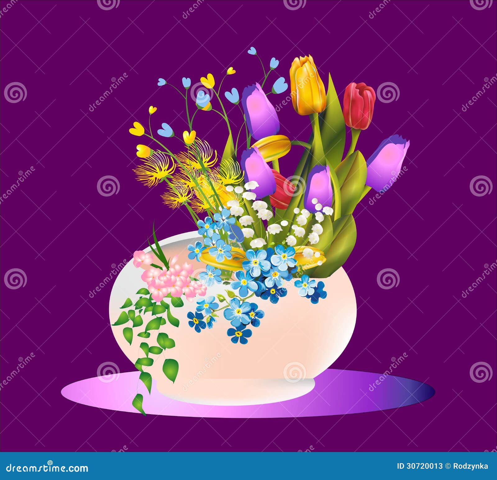 Bouquet of spring flowers stock illustration. Illustration of flowers ...