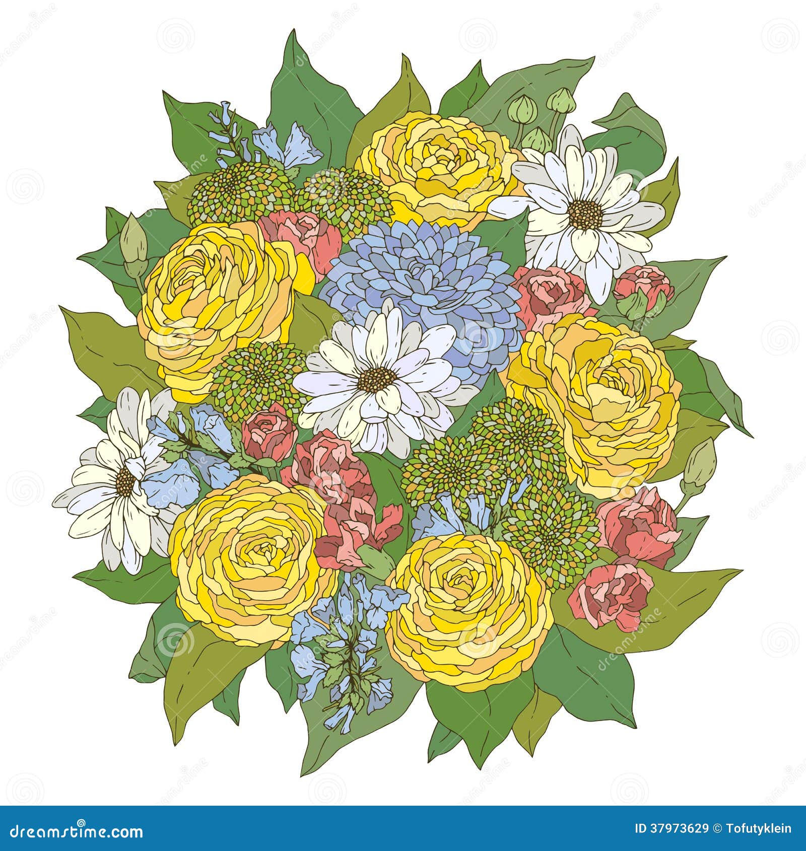 Bouquet of spring flowers stock vector. Illustration of hand - 37973629