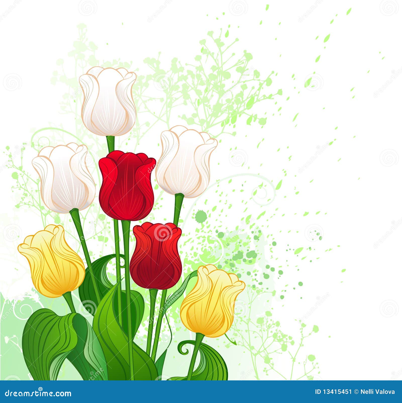 Bouquet of stylized tulips stock vector. Illustration of group - 13415451