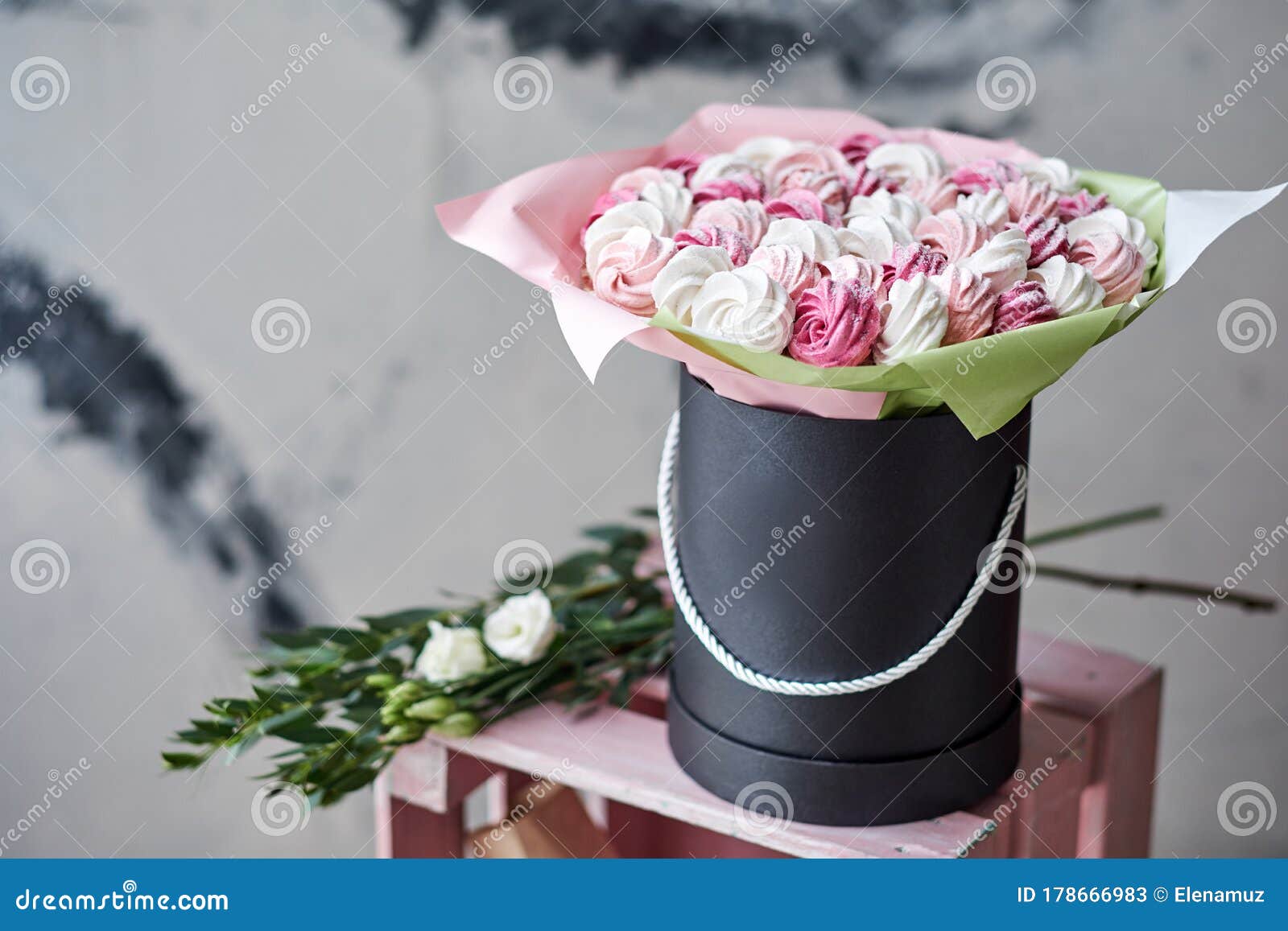 Bouquet of Sweet Cakes. Gift in a Beautiful Package Stock Image - Image ...