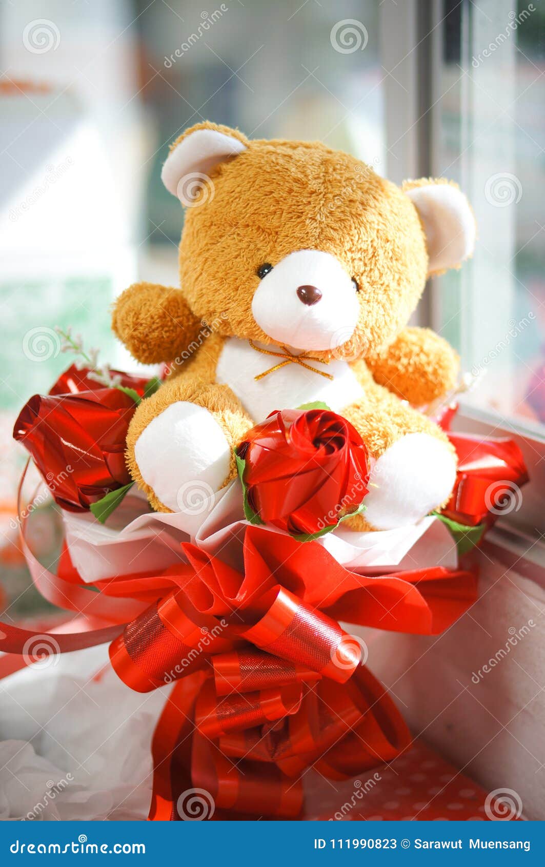 Bouquet Of Teddy Bear Flowers Wrapped Stock Image Image Of
