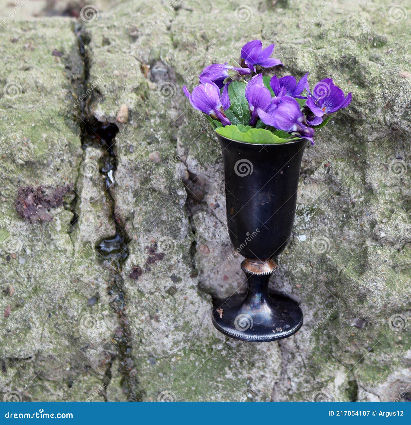 A bouquet of violets stock image. Image of brass, vasen - 217054107