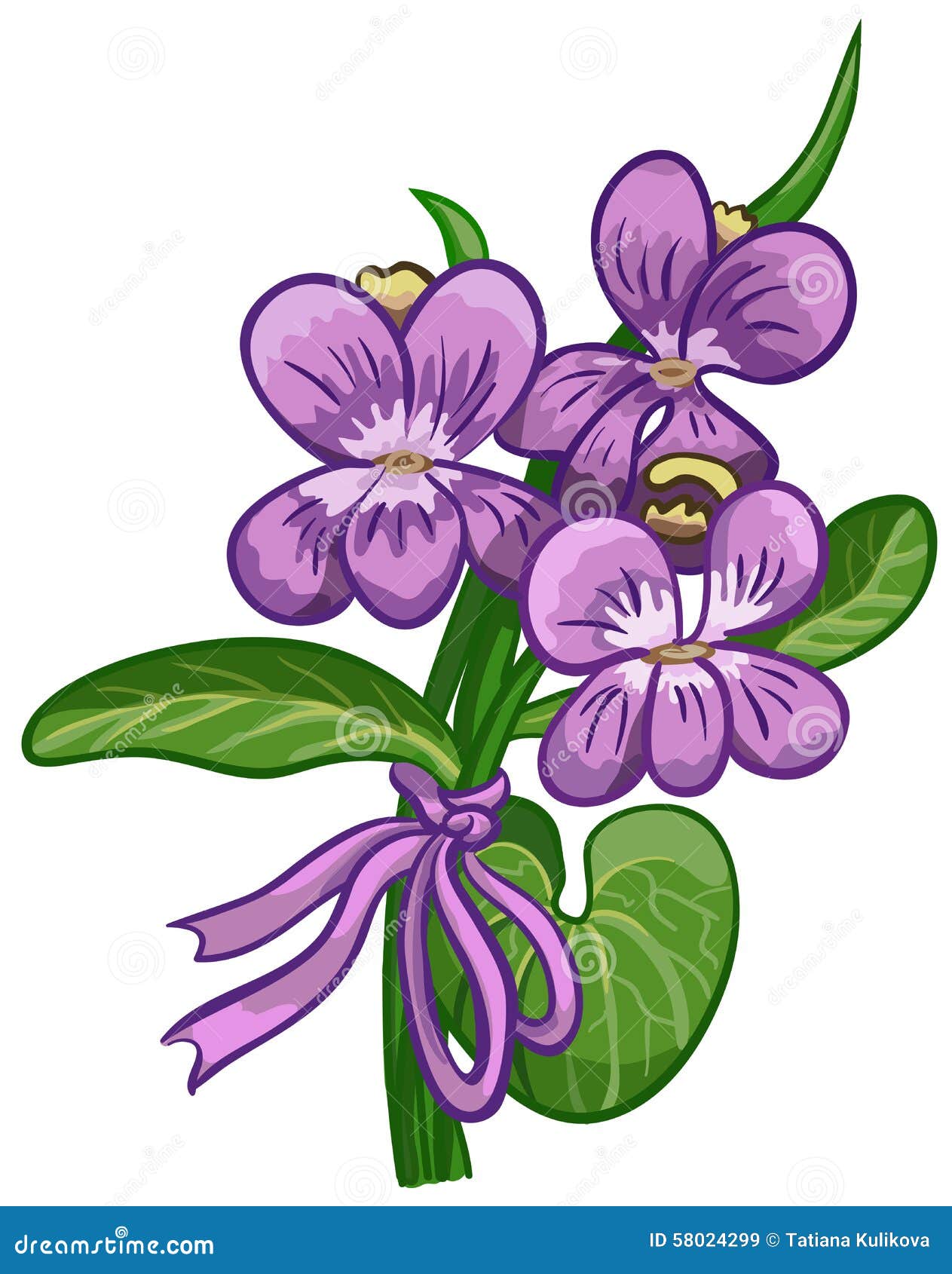 Bouquet Of Violets | Antique Flower Illustrations Royalty-Free Cartoon ...