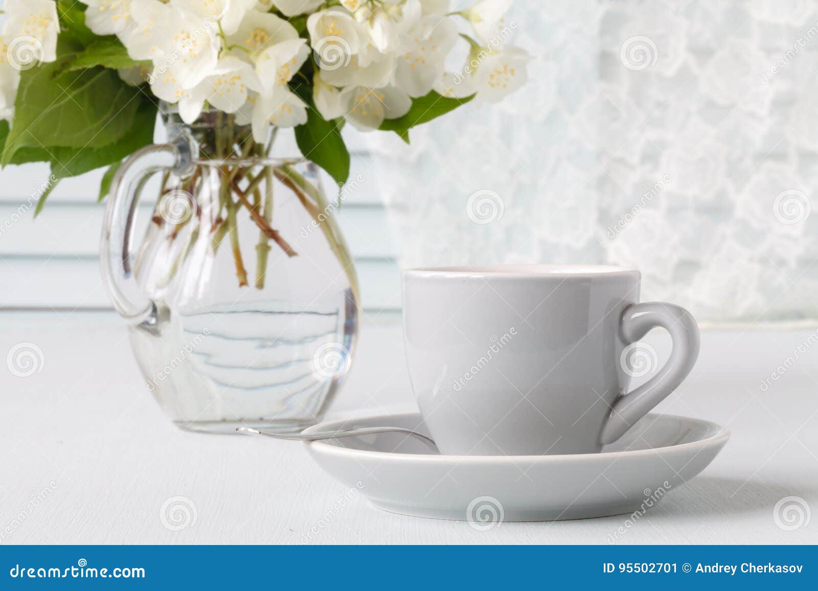 Bouquet of White Flowers for Breakfast Design Stock Image - Image of ...