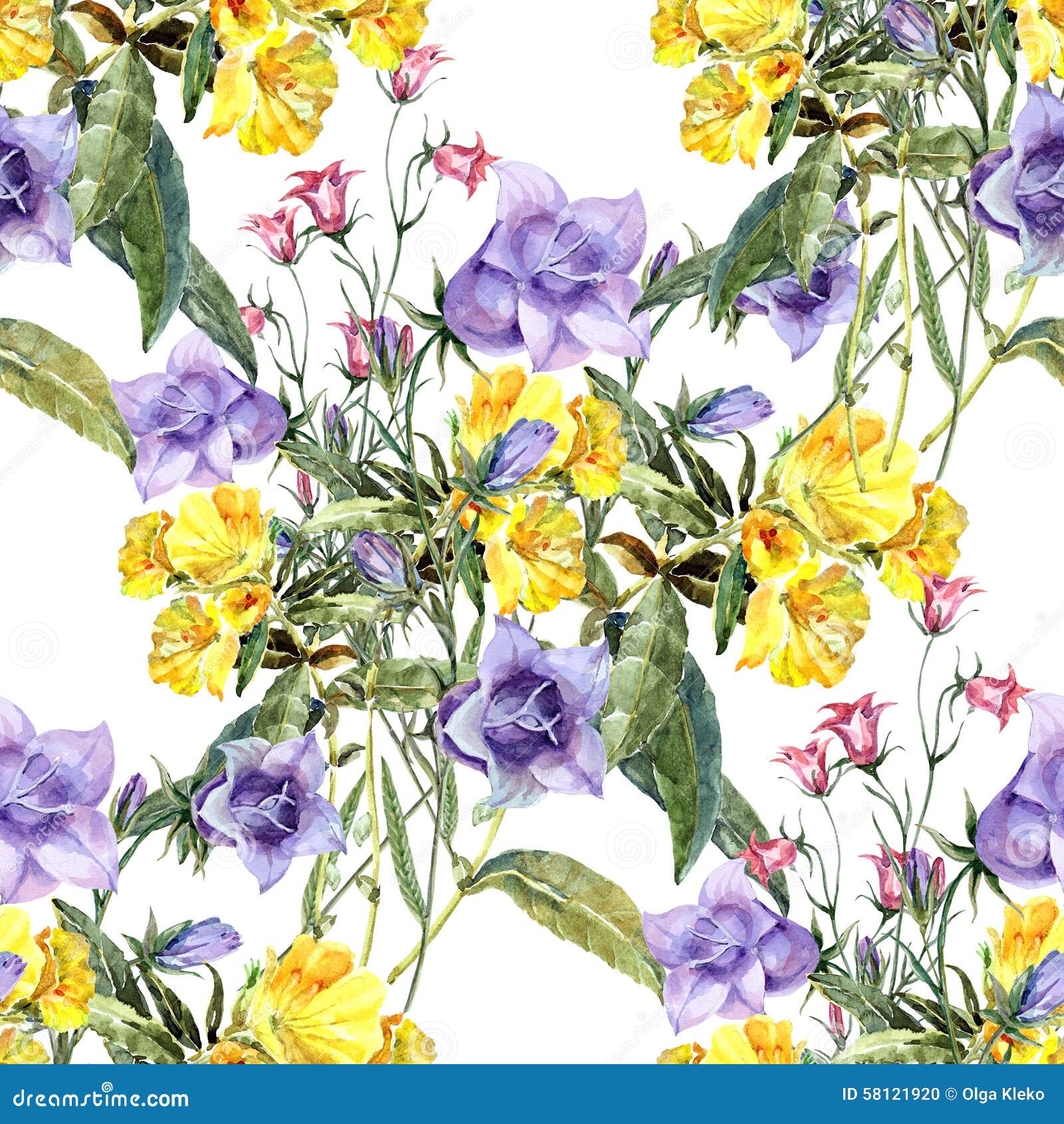 Bouquet of Wildflowers , Watercolor, Pattern Seamless Stock ...