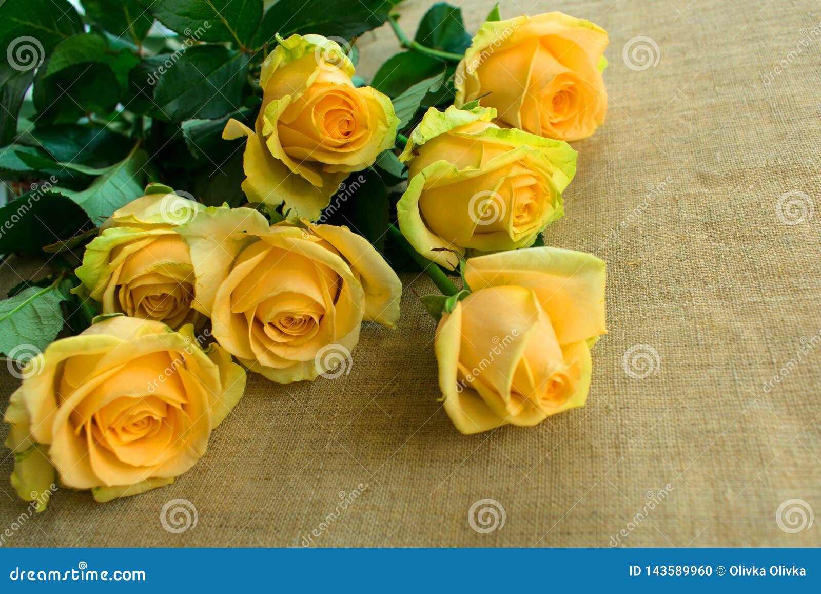 A Bouquet of Yellow Roses on the Table Stock Photo - Image of bright ...
