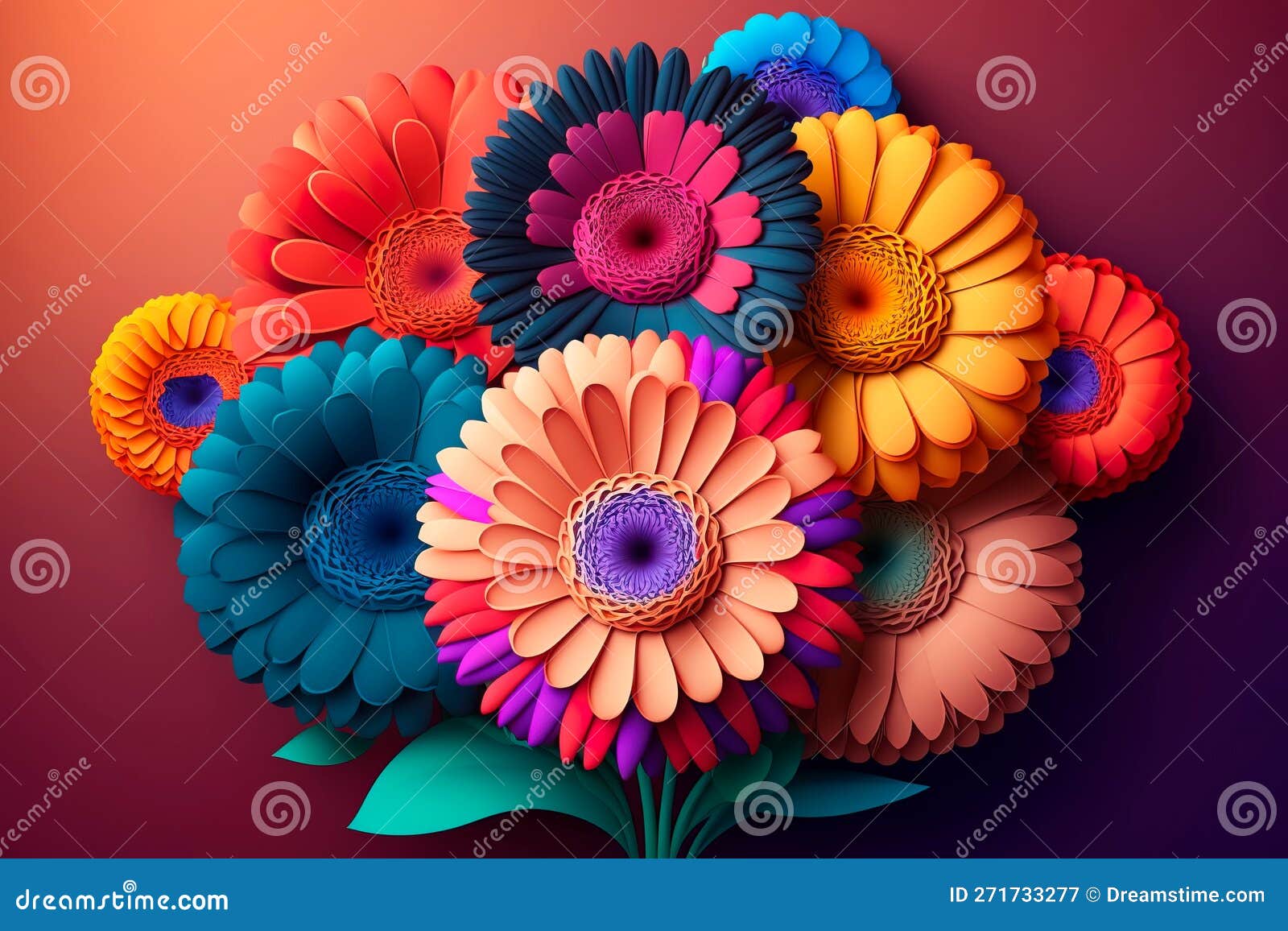 Bouquets of Colorful Spring Flowers Generative AI Stock Illustration ...