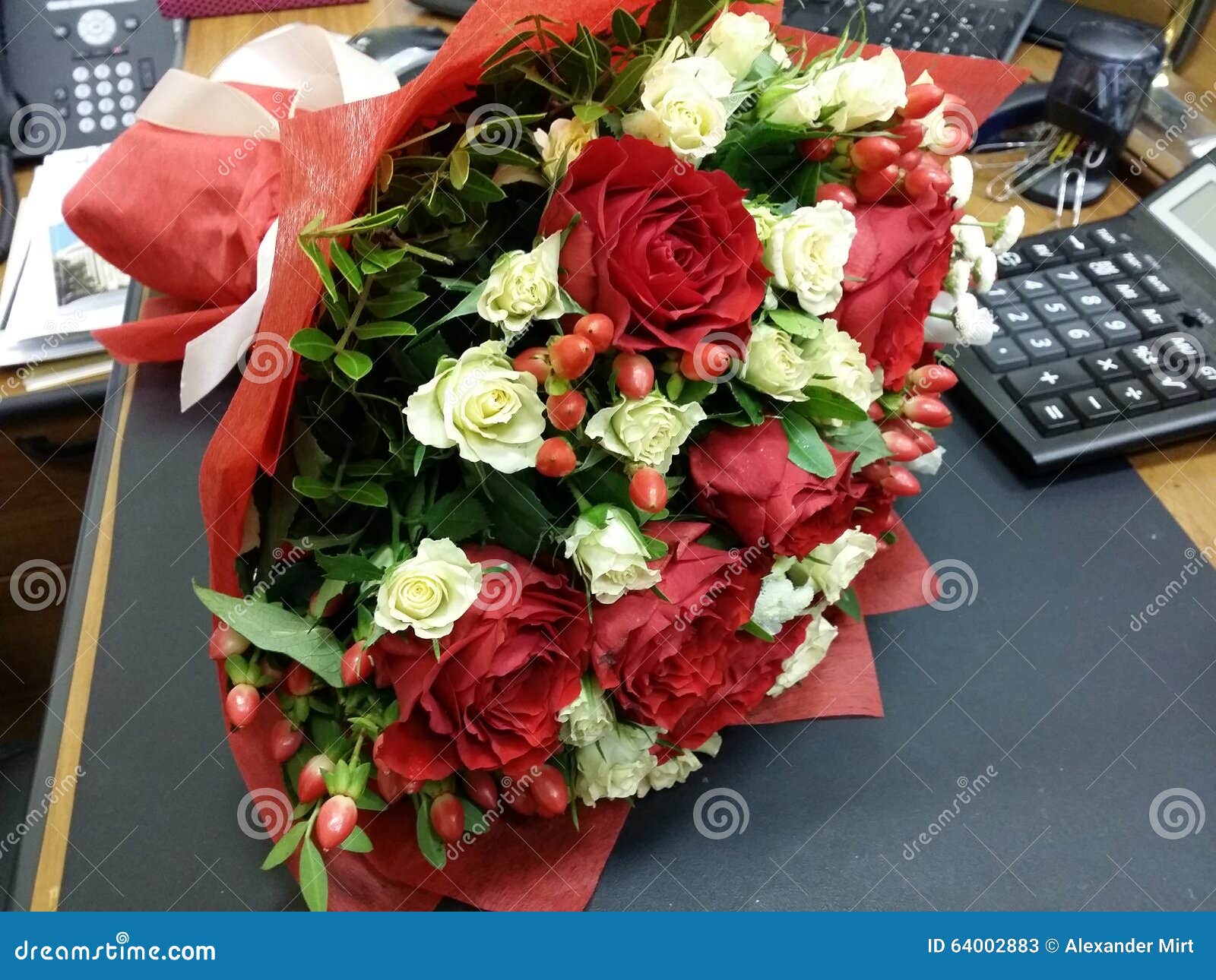 Bouquette of Flowers on the Desk Stock Image - Image of beautiful ...