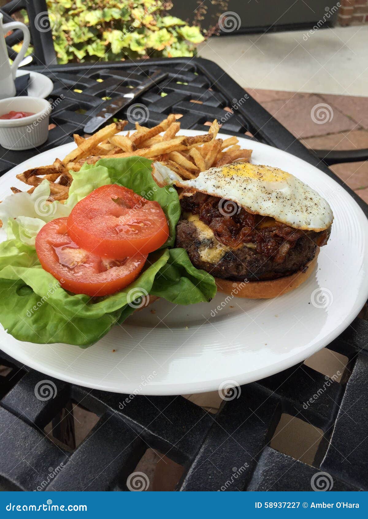 Bourbon Bacon Burger stock image. Image of bourbon, fries - 58937227
