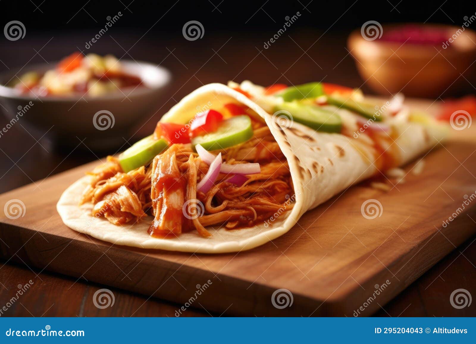 Bourbon Bbq Pulled Chicken Inside a Soft Taco Stock Image - Image of ...
