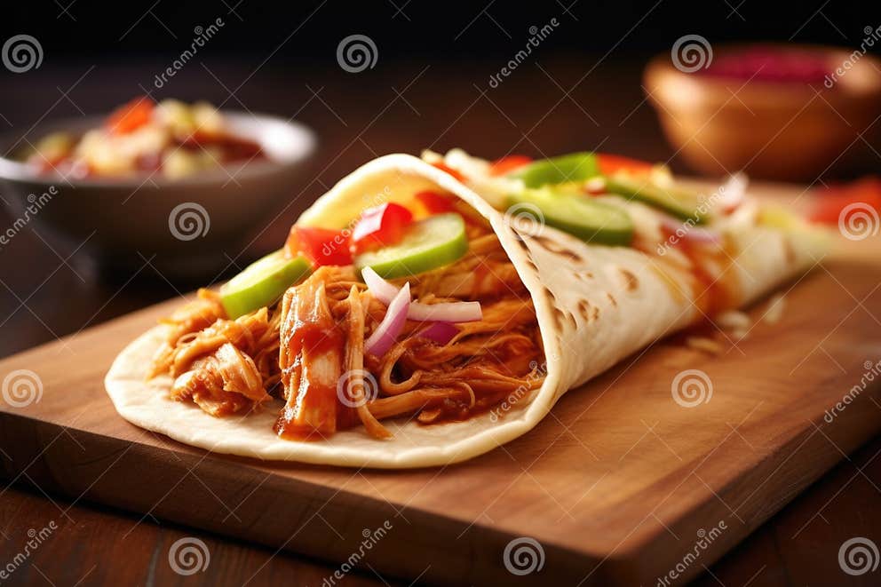 Bourbon Bbq Pulled Chicken Inside a Soft Taco Stock Image - Image of ...