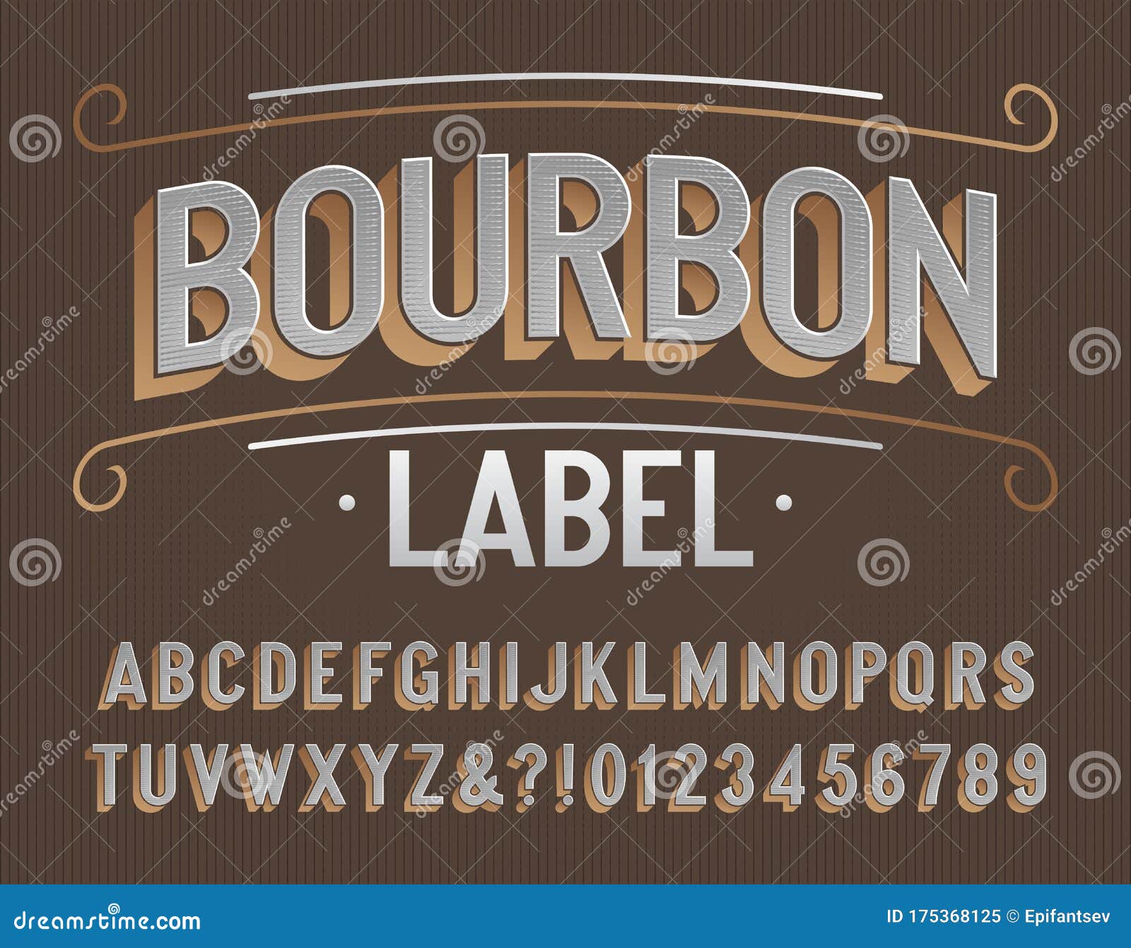Bourbon Label Font And Sample Label Design Vector Illustration ... Bourbon Label Font And Sample Label Design Vector Illustration ...