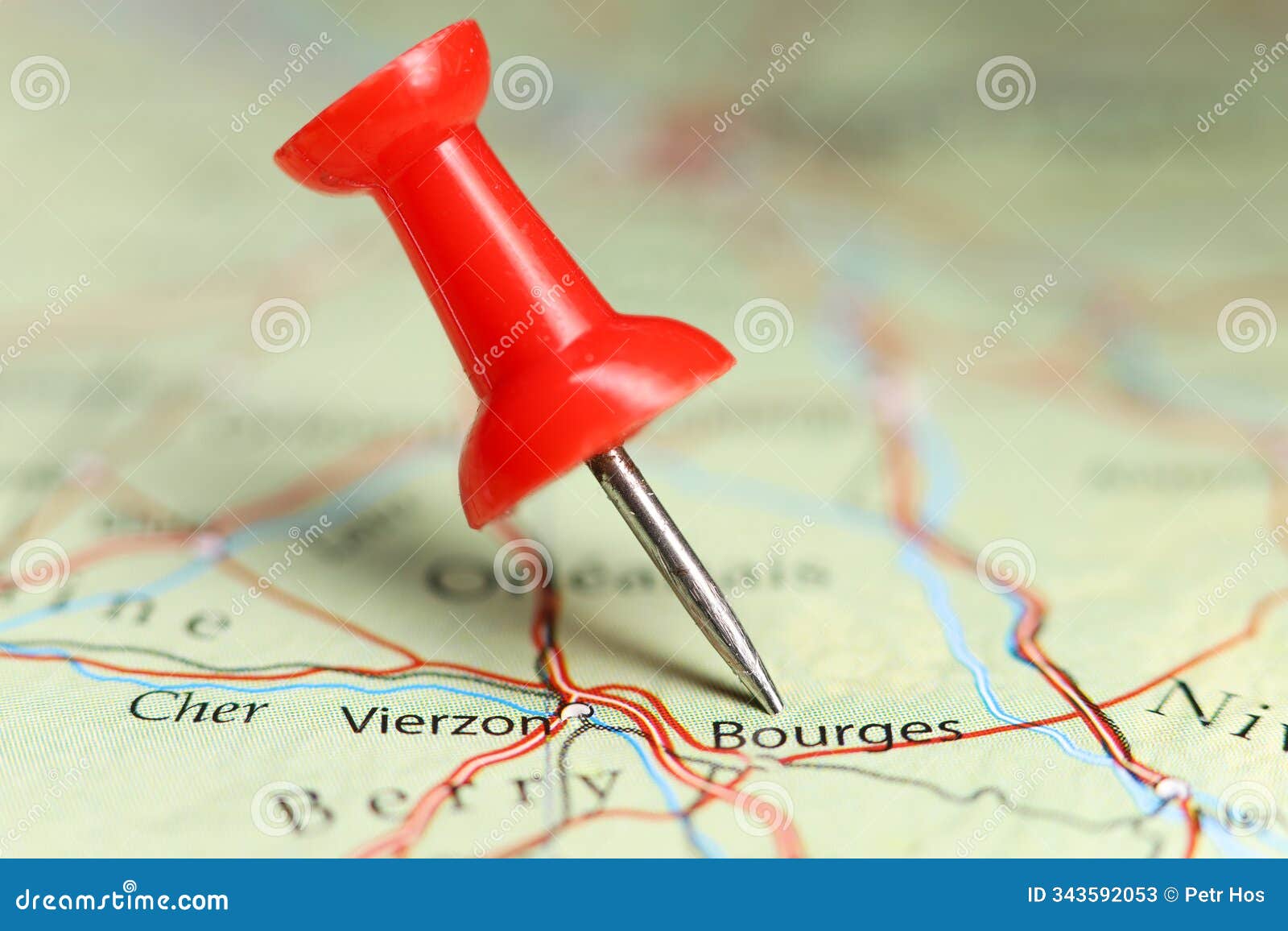 Bourges, France pin on map stock image. Image of guidance - 343592053