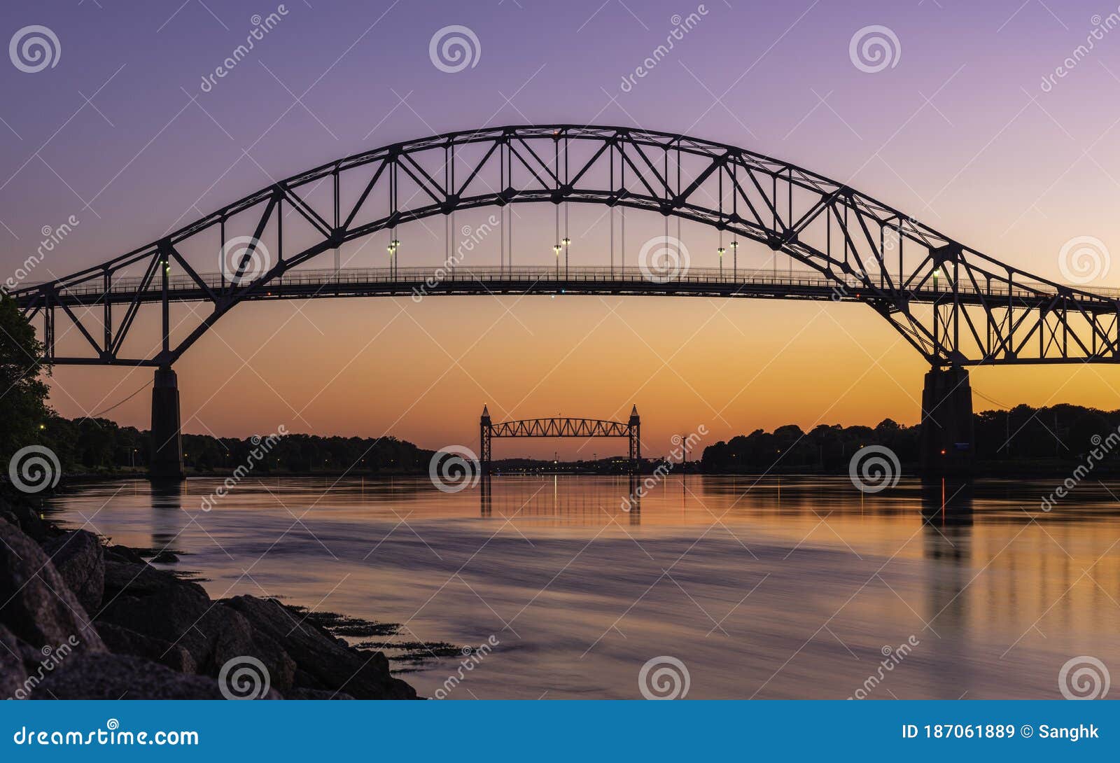 Tidal Change Under the Borne Bridge at the Cape Cod Canal Stock Image ...