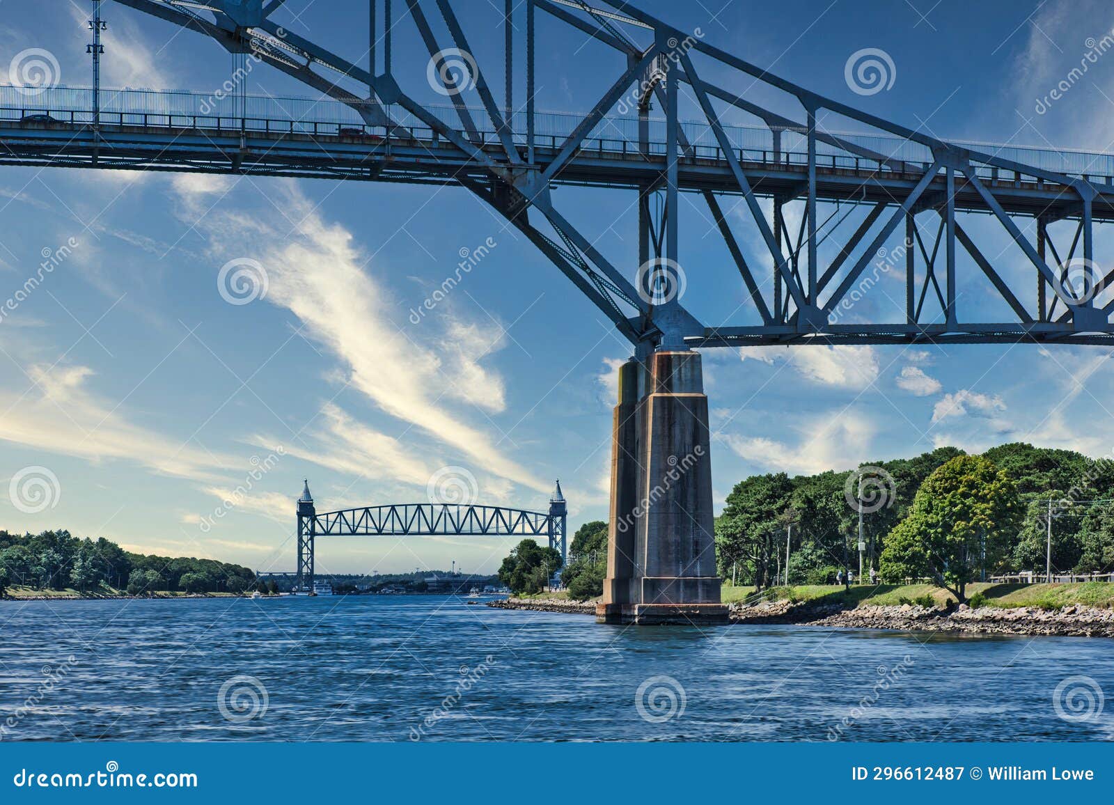 Cape Cod Canal Railroad Bridge with Bourne Bridge in the Foreground ...