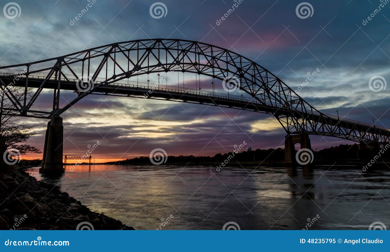 Bourne Bridge in Cape Cod at Sunset Stock Image - Image of architecture ...