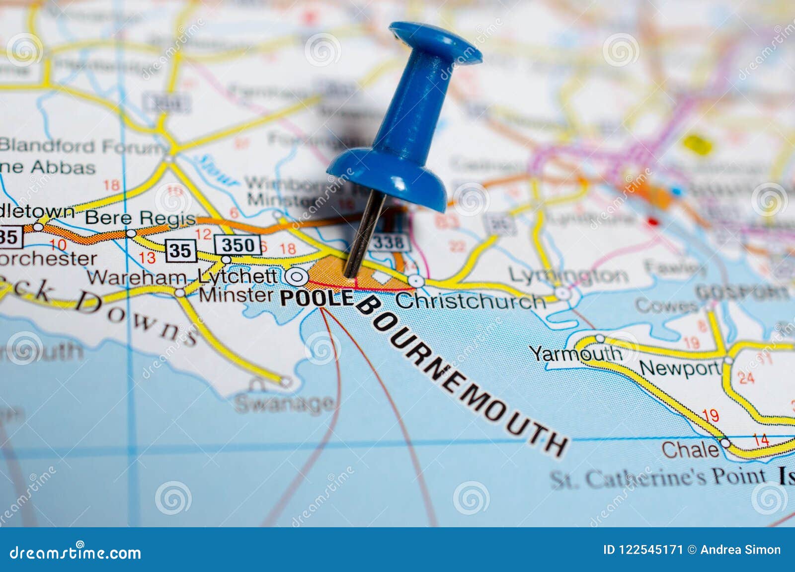 Bournemouth en mapa imagen de archivo. Imagen de atlas - 122545171