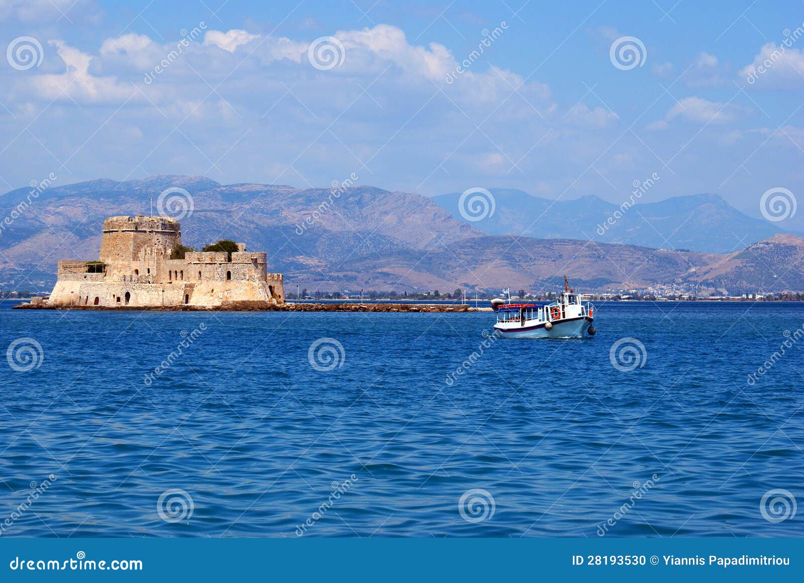 Bourtzi Fortress at Nafplio City Stock Photo - Image of harbor, dawn ...