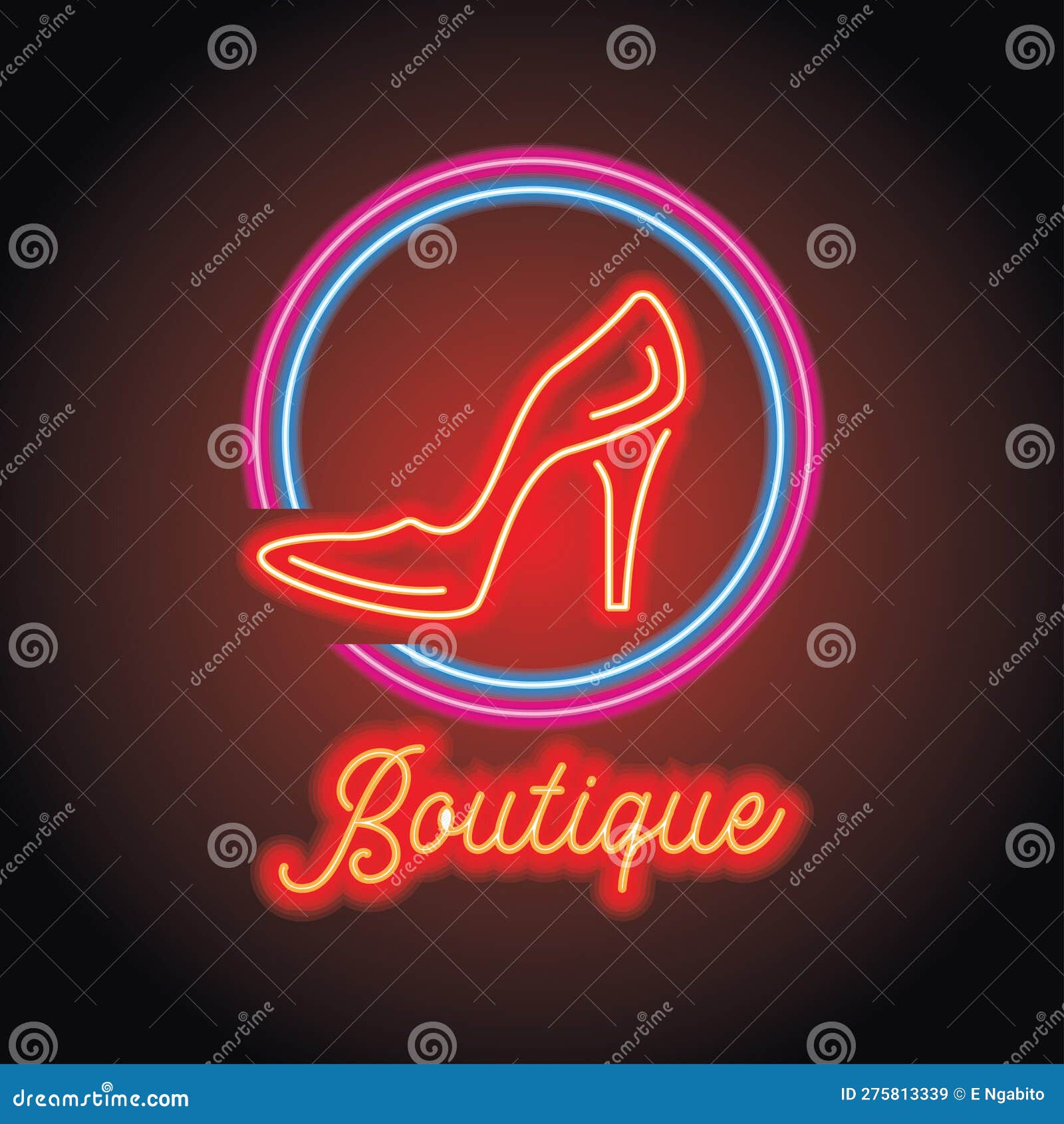 Boutique Logo with Neon Light Effect. Vector Illustration Stock Vector ...