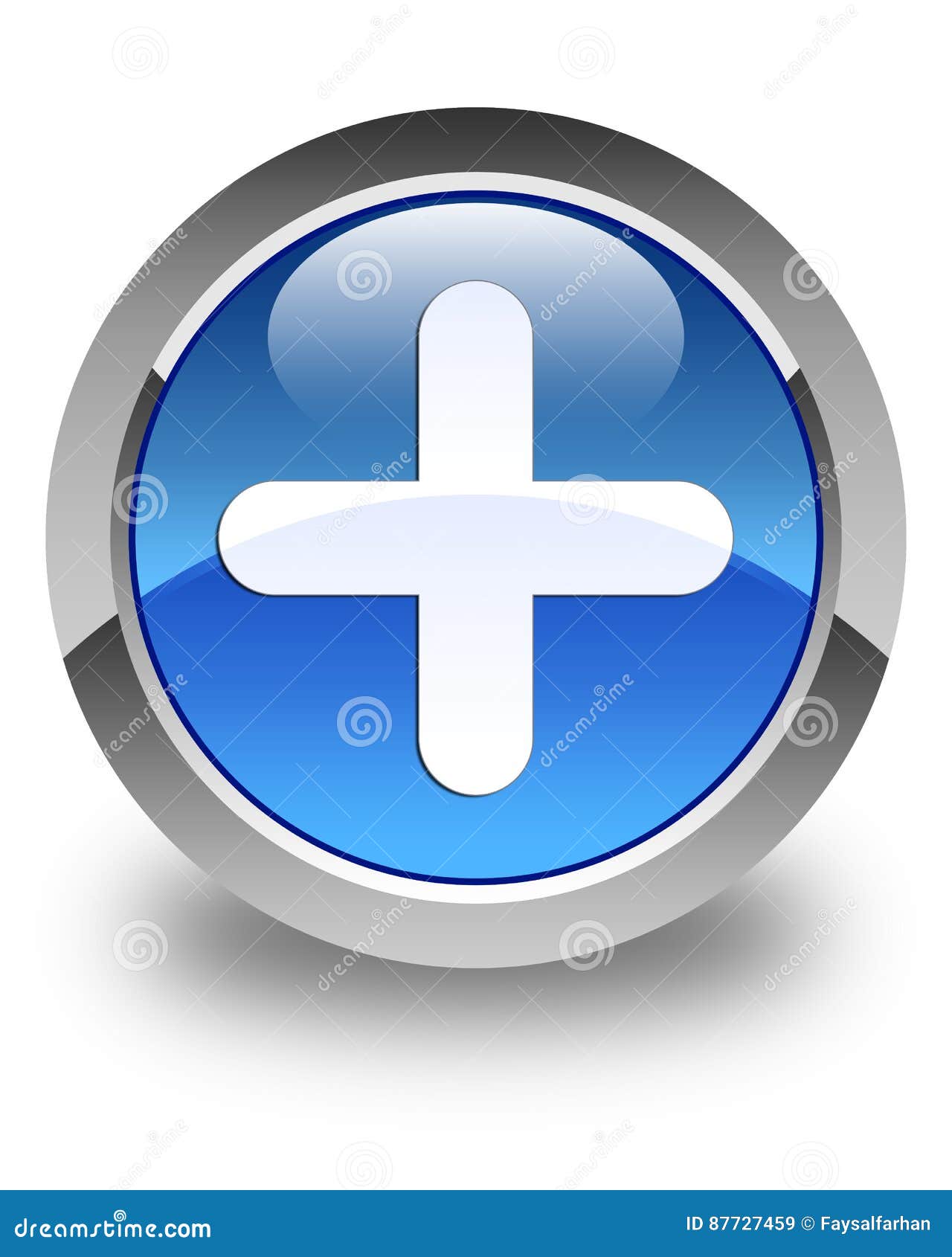 Bouton Rond Bleu Brillant D'icône Plus Illustration Stock ...