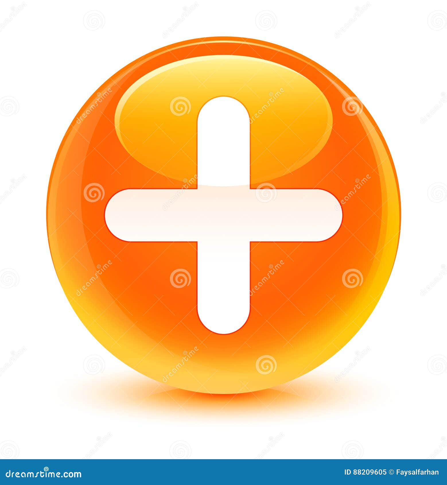 Bouton Rond Orange Vitreux D'icône Plus Illustration Stock ...