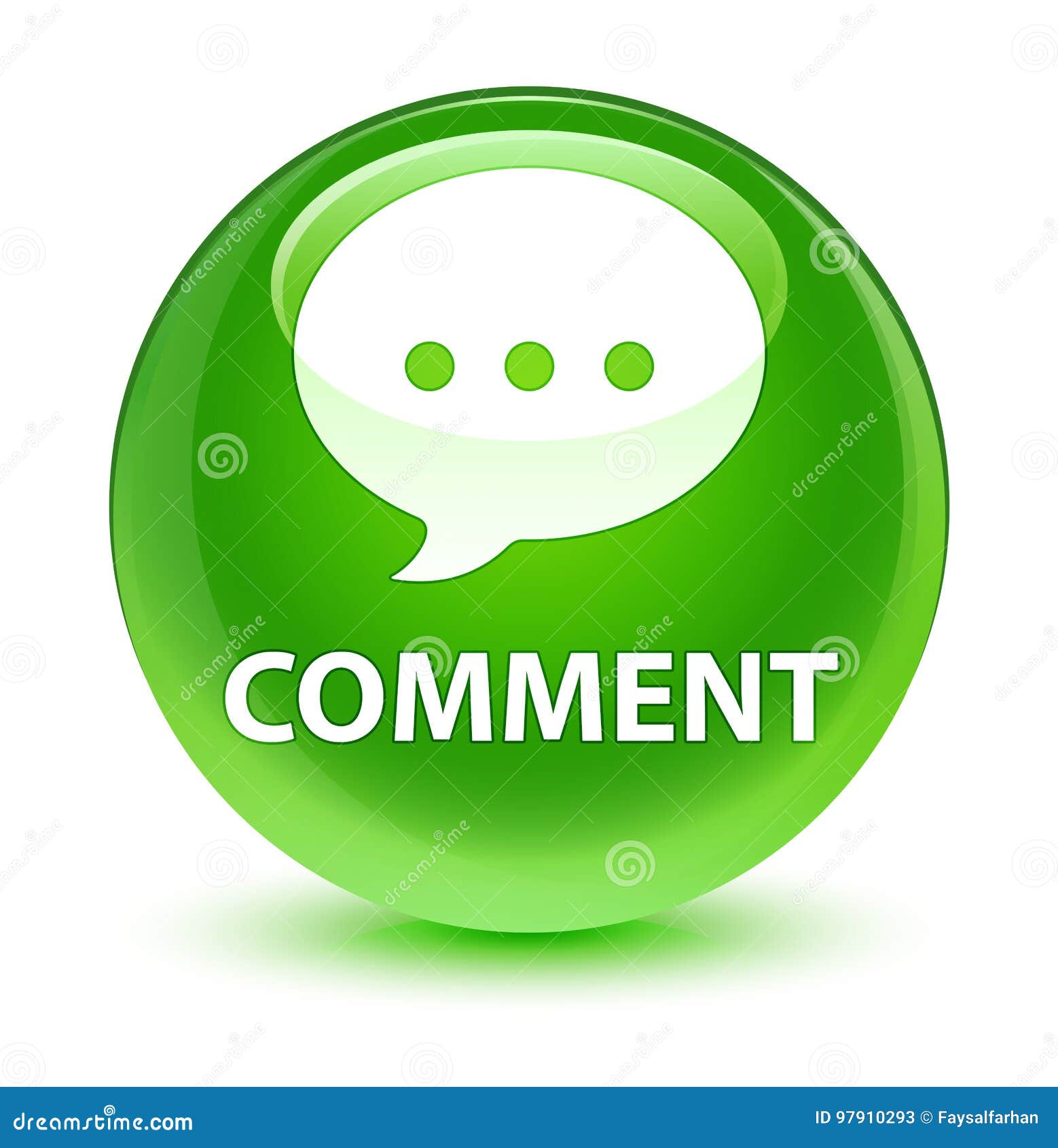 Bouton Rond Vert Vitreux De Commentaire (icône De Conversation ...