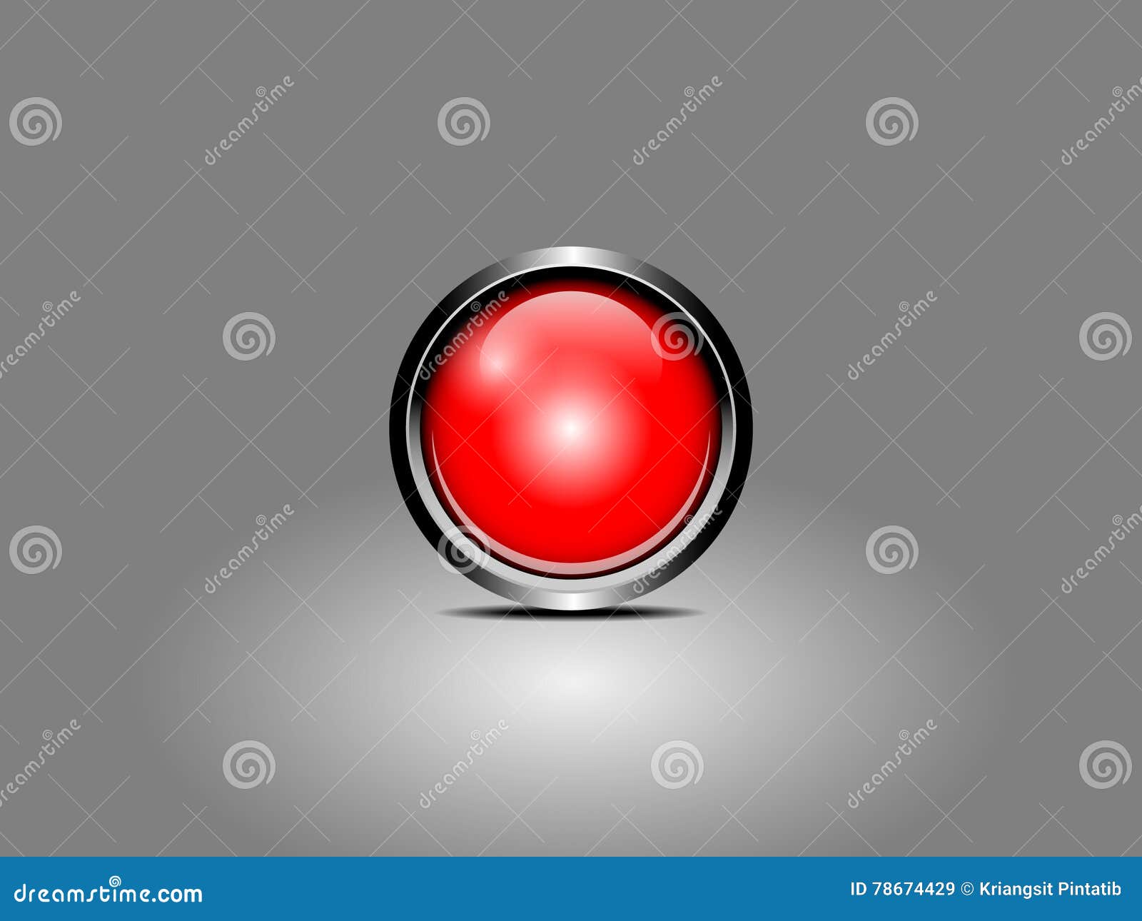 Bouton Rouge Sur Le Fond Gris Illustration de Vecteur - Illustration du ...