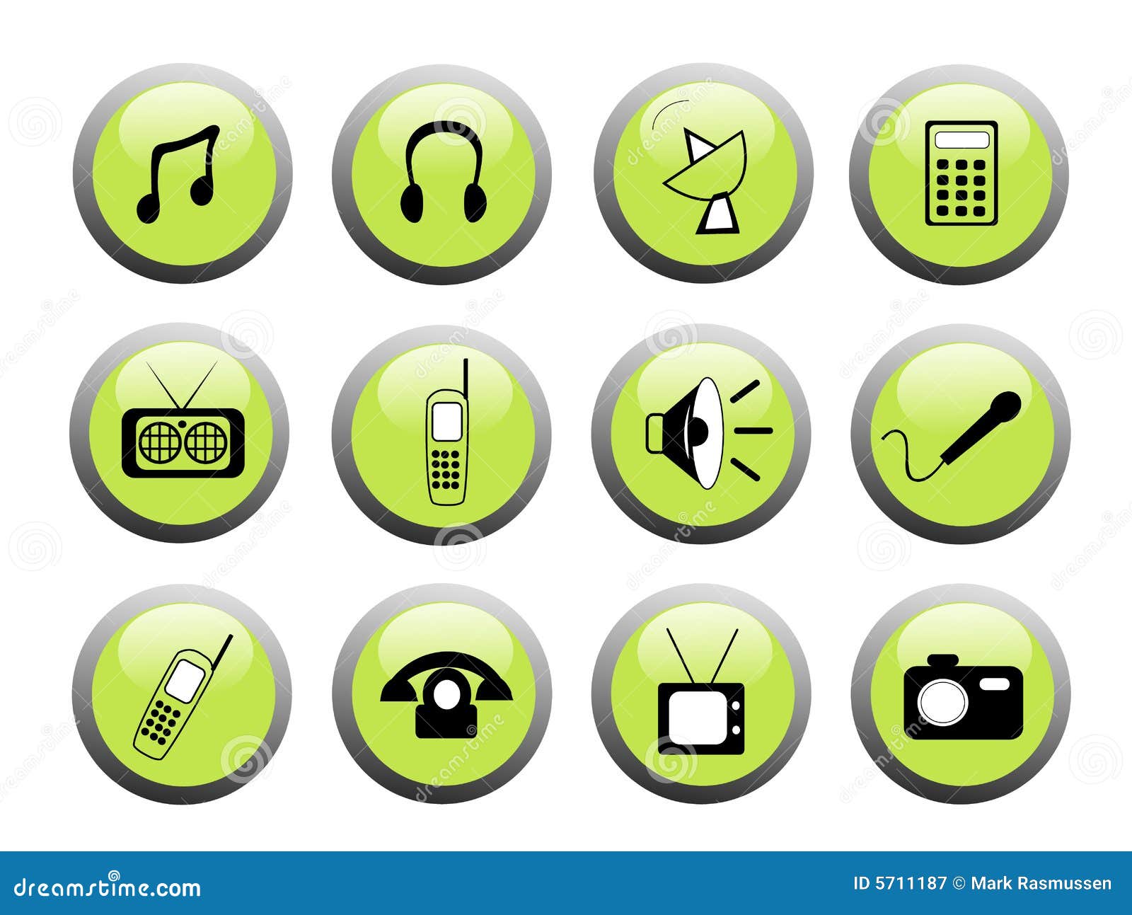 Boutons Verts D'icône De Media Image. Image: 5711187