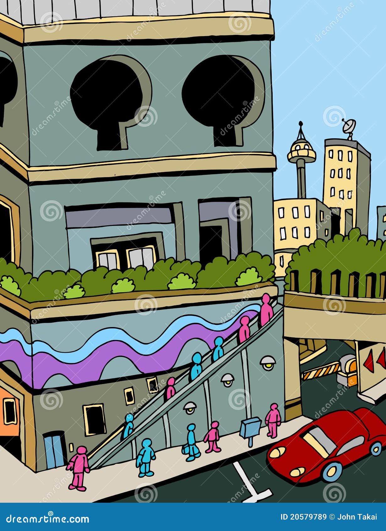 Bouw Roltrap vector illustratie. Illustration of parkeren - 20579789