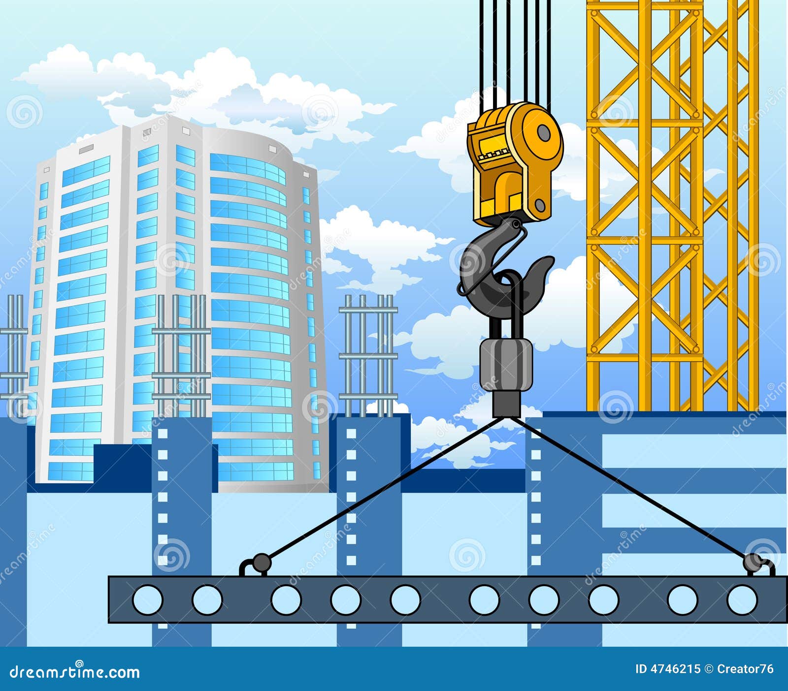 Bouw van nieuw gebied vector illustratie. Illustration of techniek ...