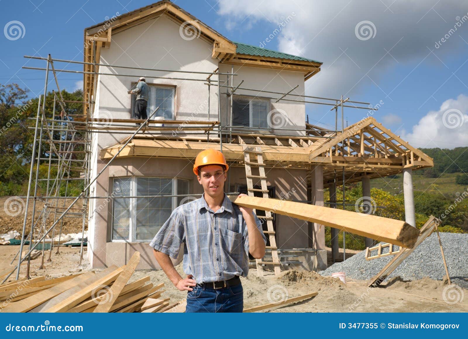 Bouwer stock afbeelding. Image of hoed, mens, gebouw, bouwer - 3477355