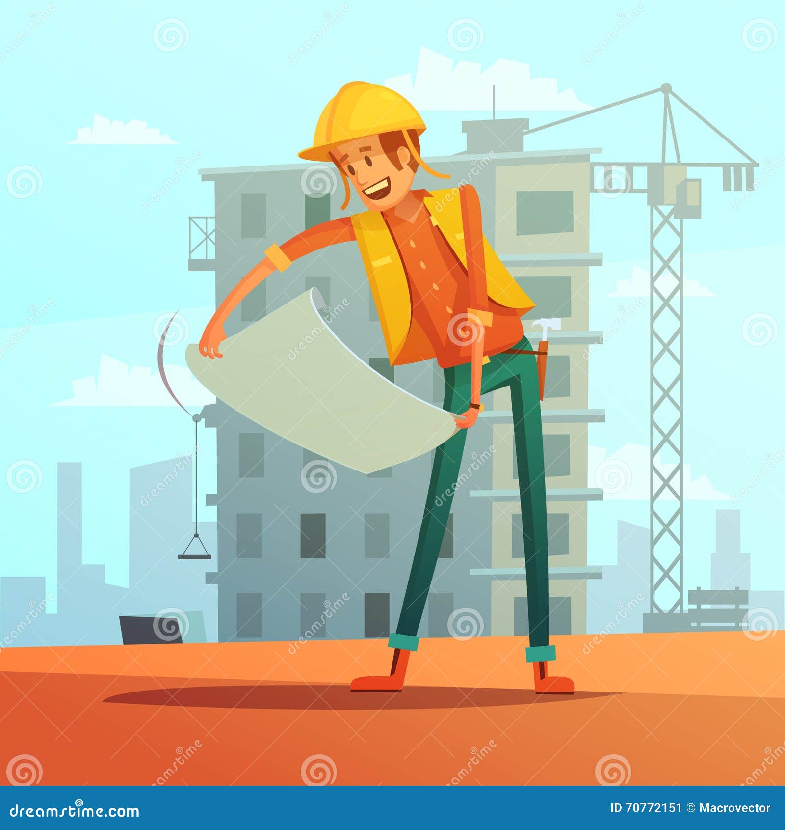 Bouwer Cartoon Illustration Vector Illustratie - Illustration of ...