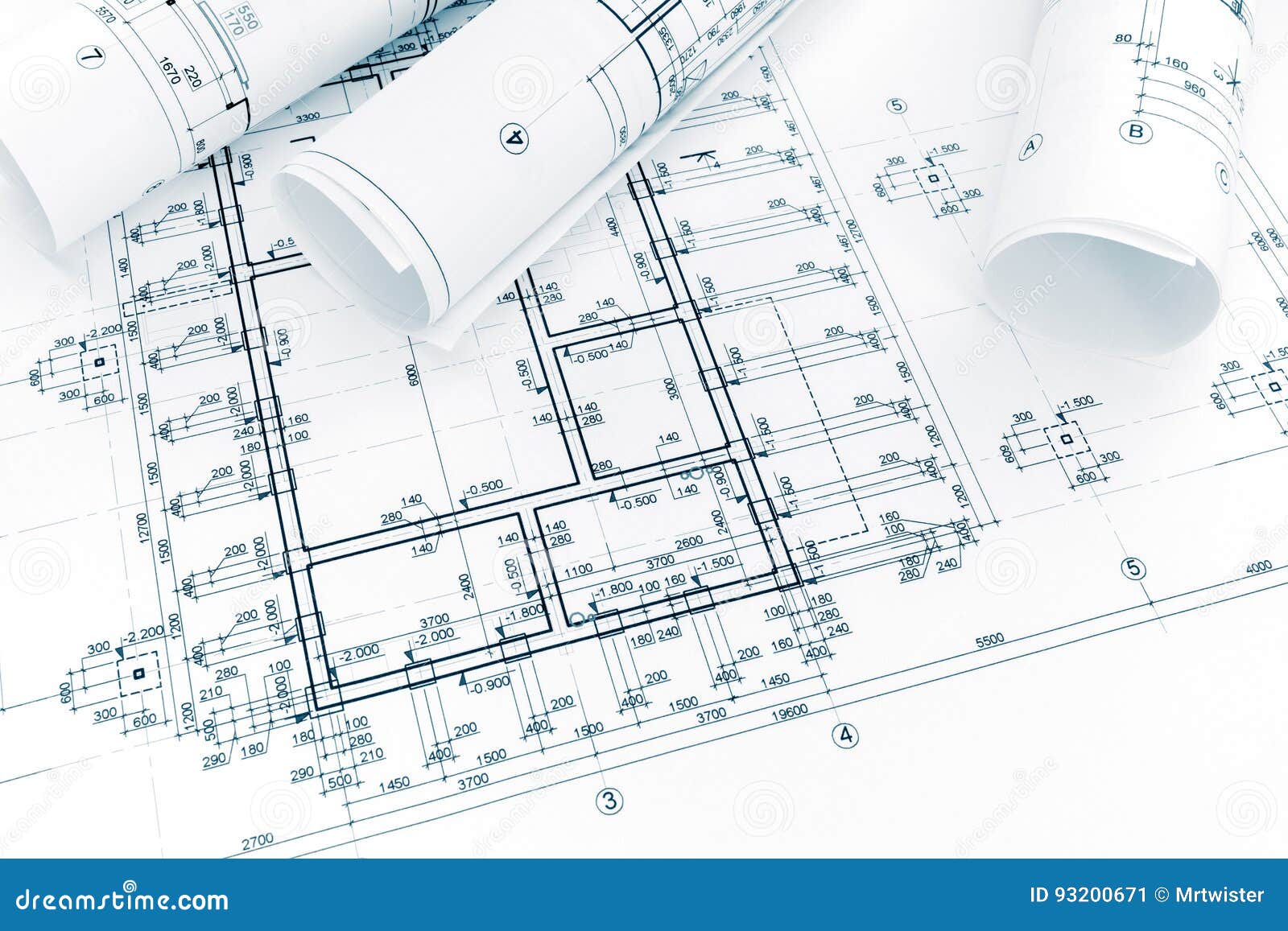 Bouwplan, Broodjes Van Techniekblauwdrukken Architectura Stock ...