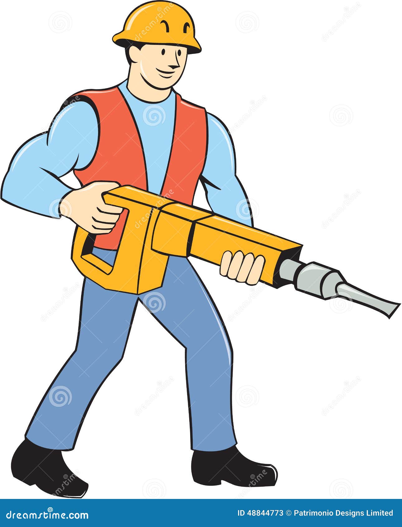 Bouwvakker Holding Jackhammer Cartoon Stock Illustratie - Illustration ...