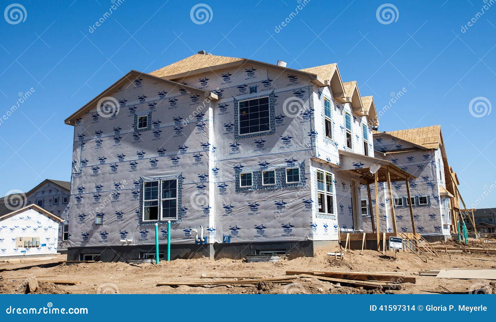 Bouwwerf van Nieuwe Huizen redactionele stock afbeelding. Image of bouw ...