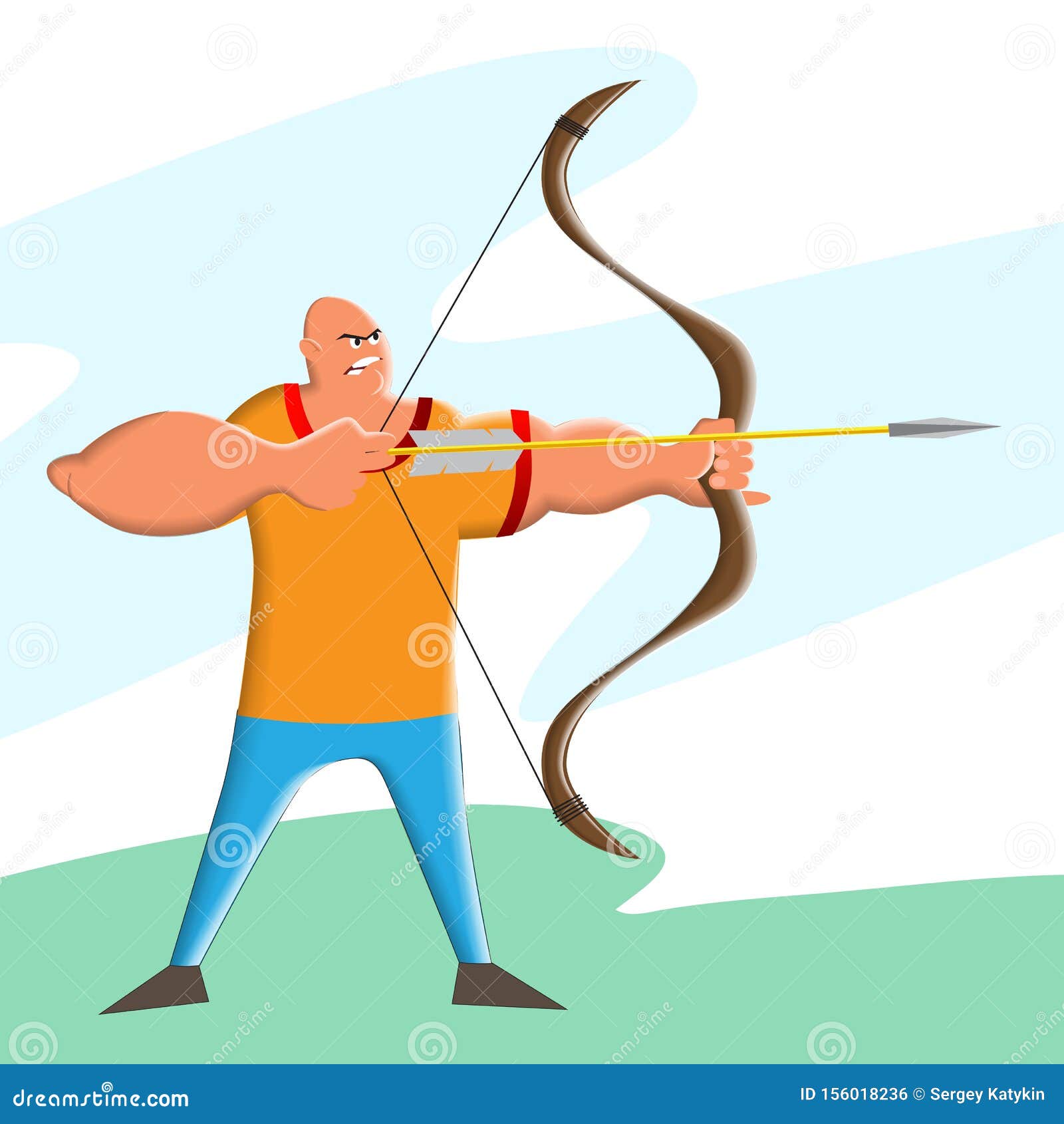Bow, Arrow Ancient Art. Strength and Stamina. Stock Vector ...