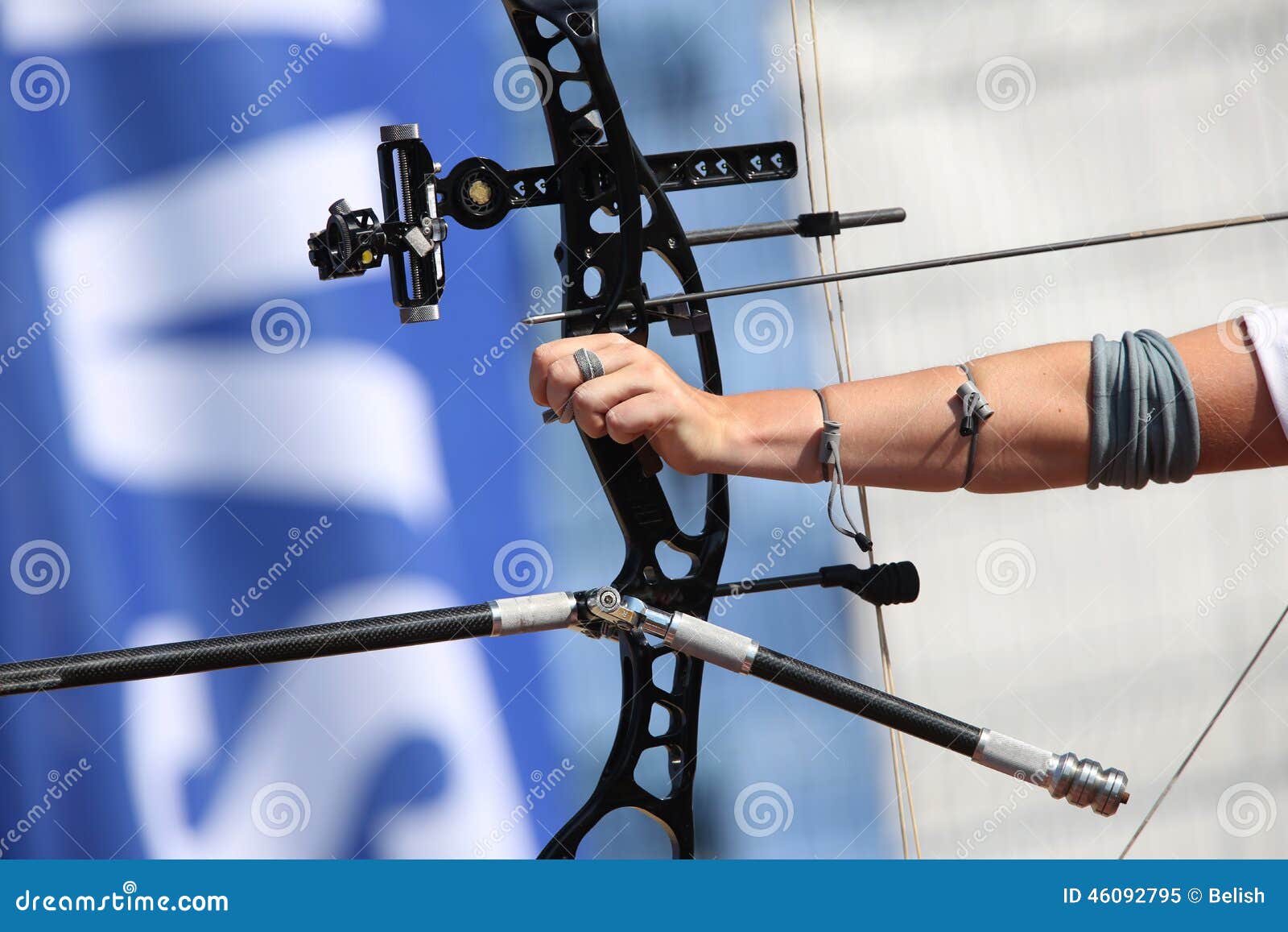 Bow and Arrow in the Hands of an Archer Stock Image - Image of archery ...