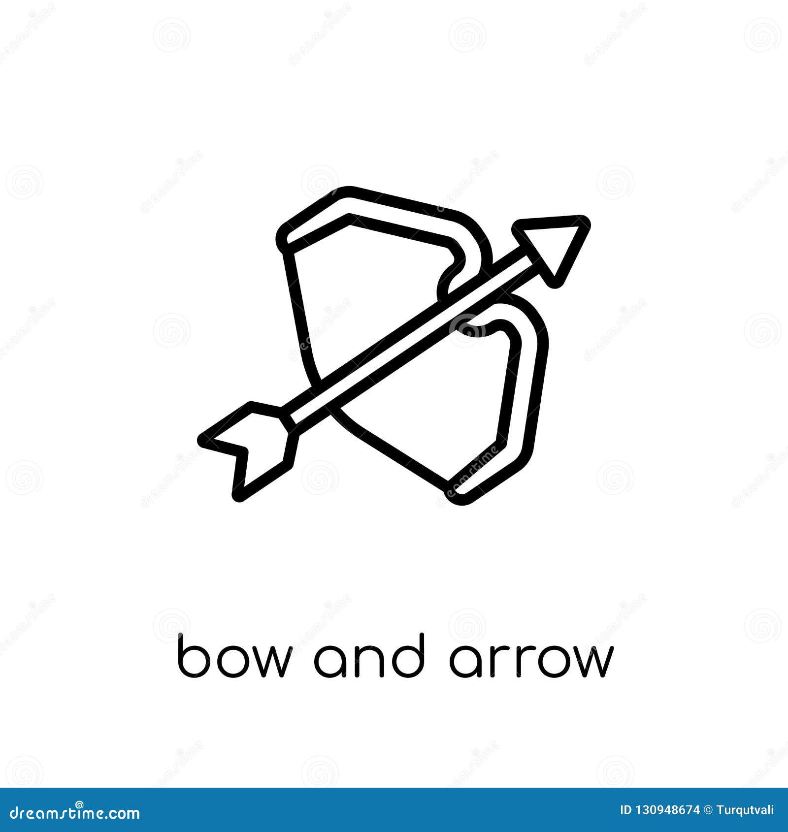 Bow and Arrow Icon. Trendy Modern Flat Linear Vector Bow and Arr Stock ...