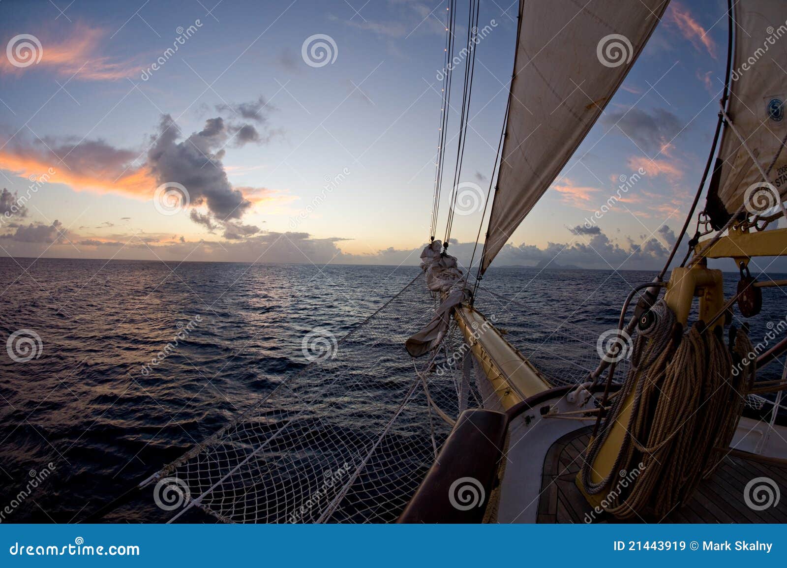 Bow of a Barkentine Sailing Ship Stock Image - Image of horizontal ...