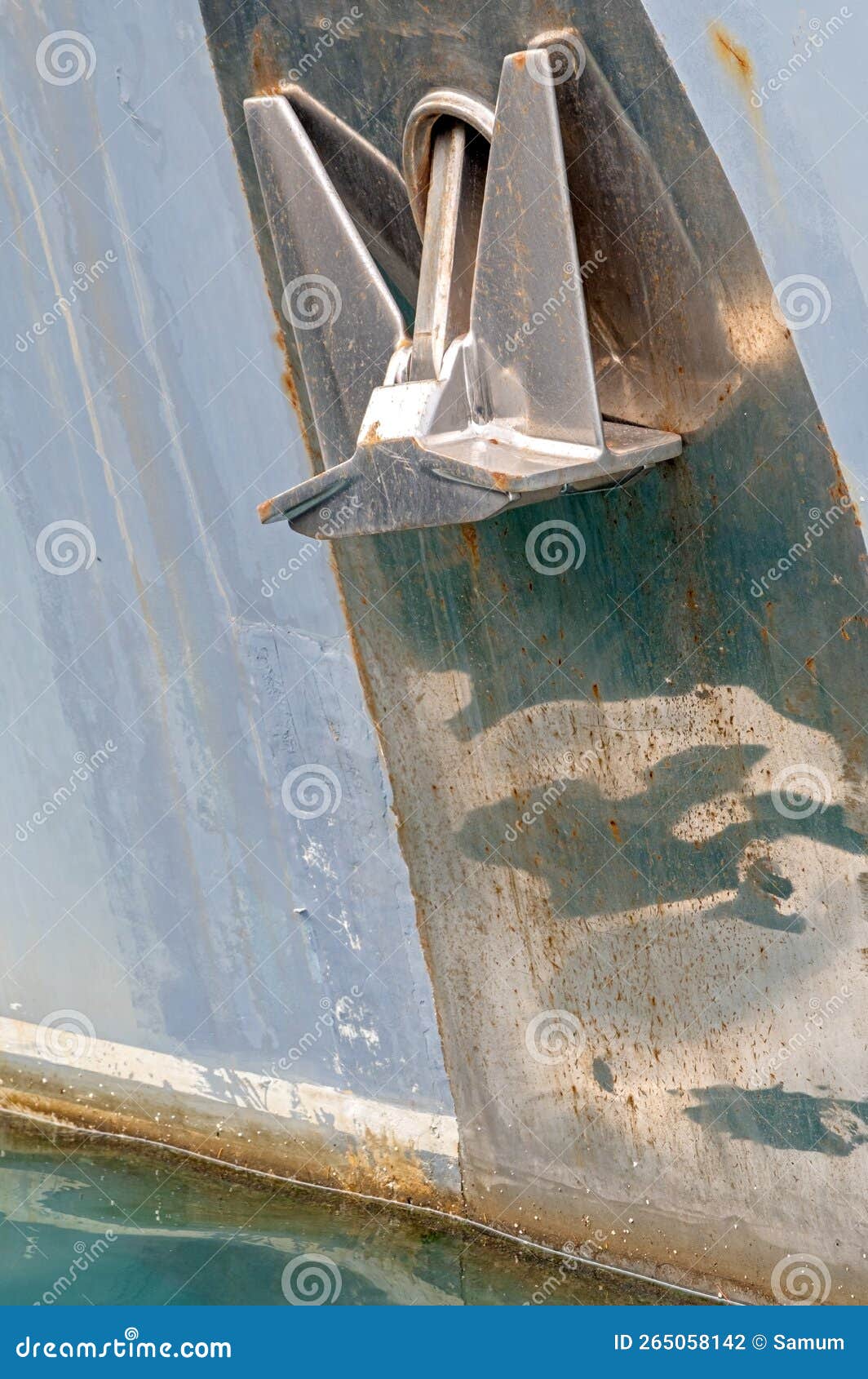 Bow of a boat with anchor stock photo. Image of transport - 265058142