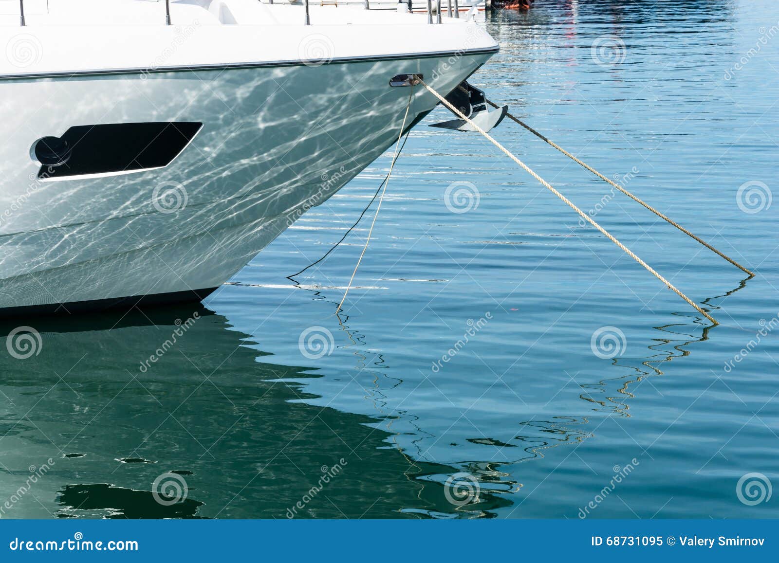 The Bow of the Boat, Standing on the Anchor. Stock Image - Image of ...