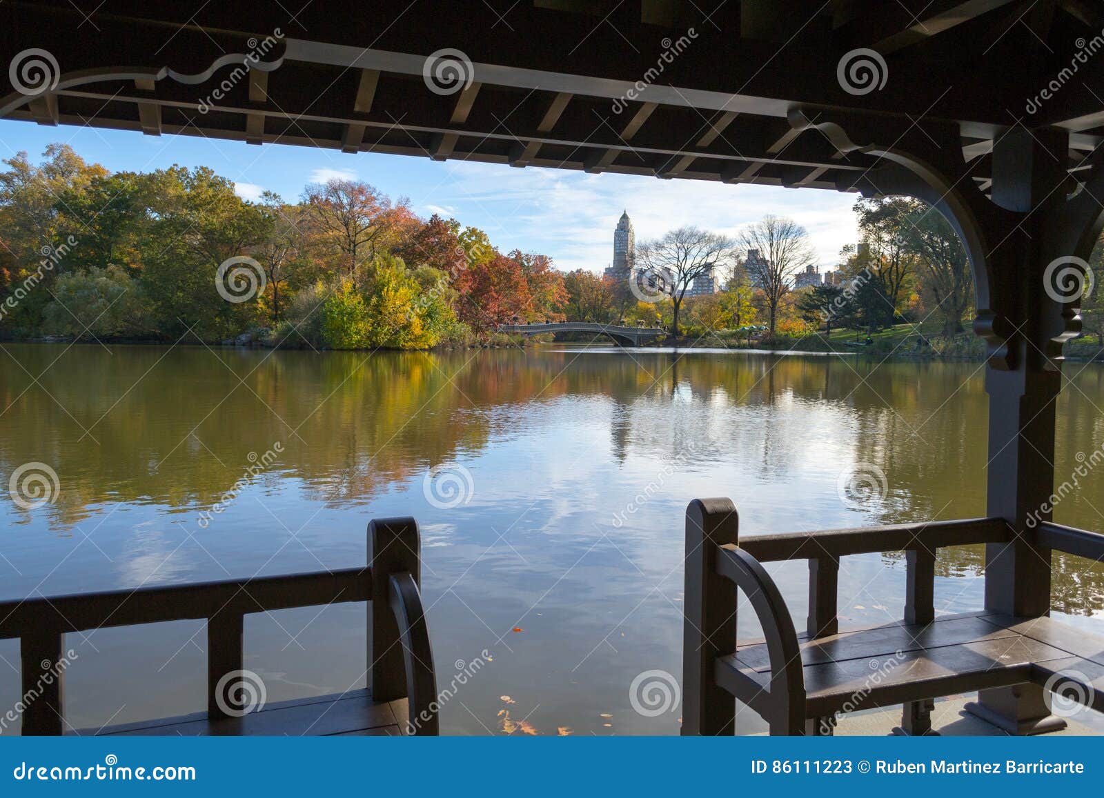 Bow Bridge during the Fall in Central Park Stock Image - Image of ...