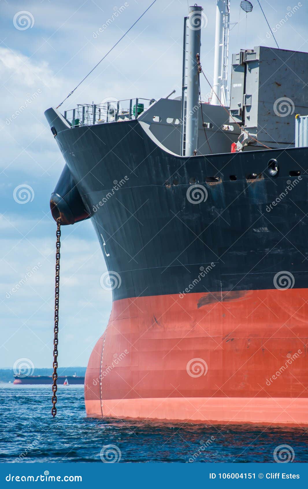 Bow of Cargo Ship at Anchor in Seattle`s Elliott Bay Stock Image ...