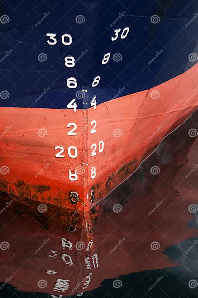 Bow of the Cargo Ship with Draft Scale Numbering Stock Image - Image of ...