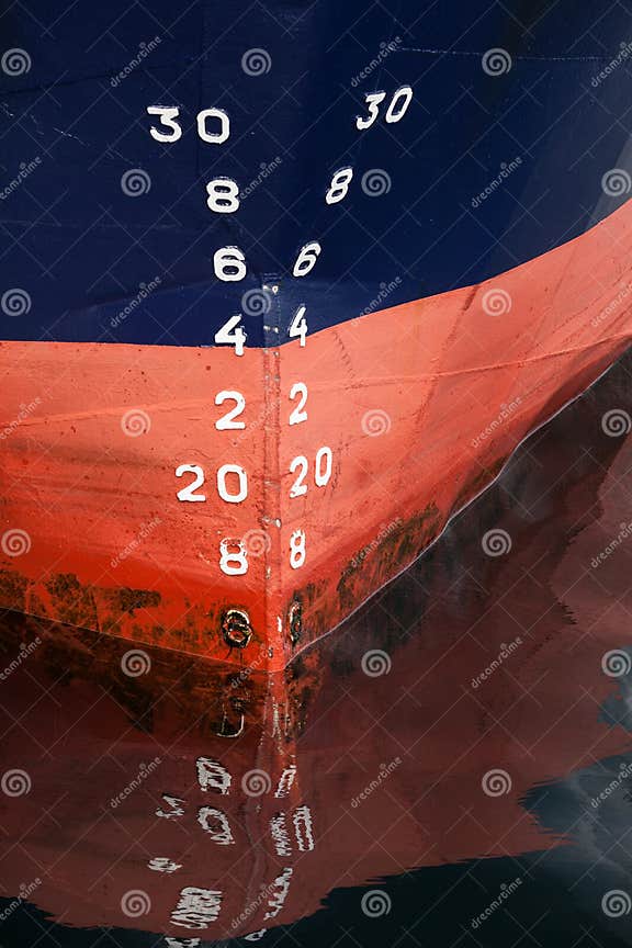 Bow of the Cargo Ship with Draft Scale Numbering Stock Image - Image of ...